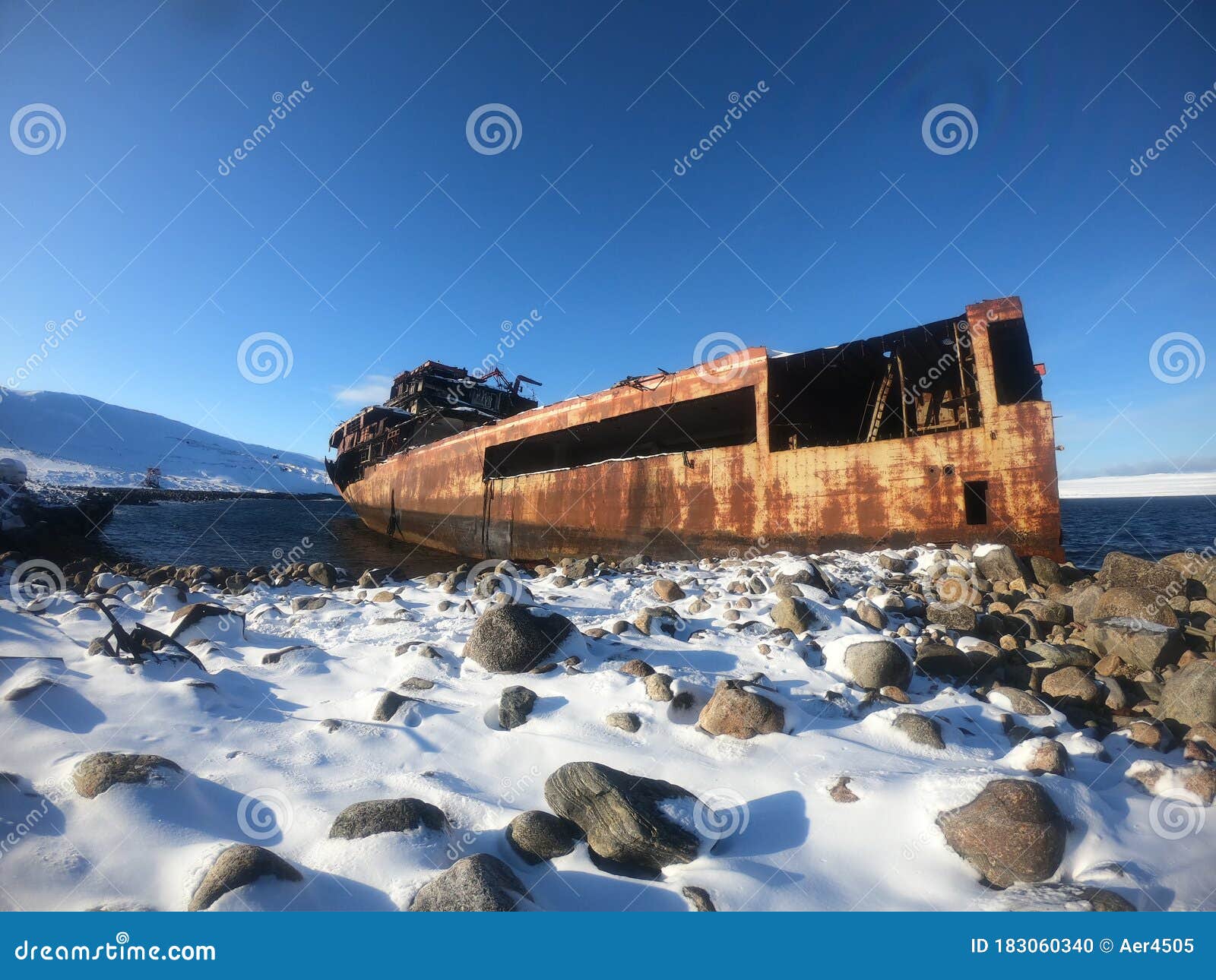 A stranded ship stock photo. Image of stranded, land - 183060340