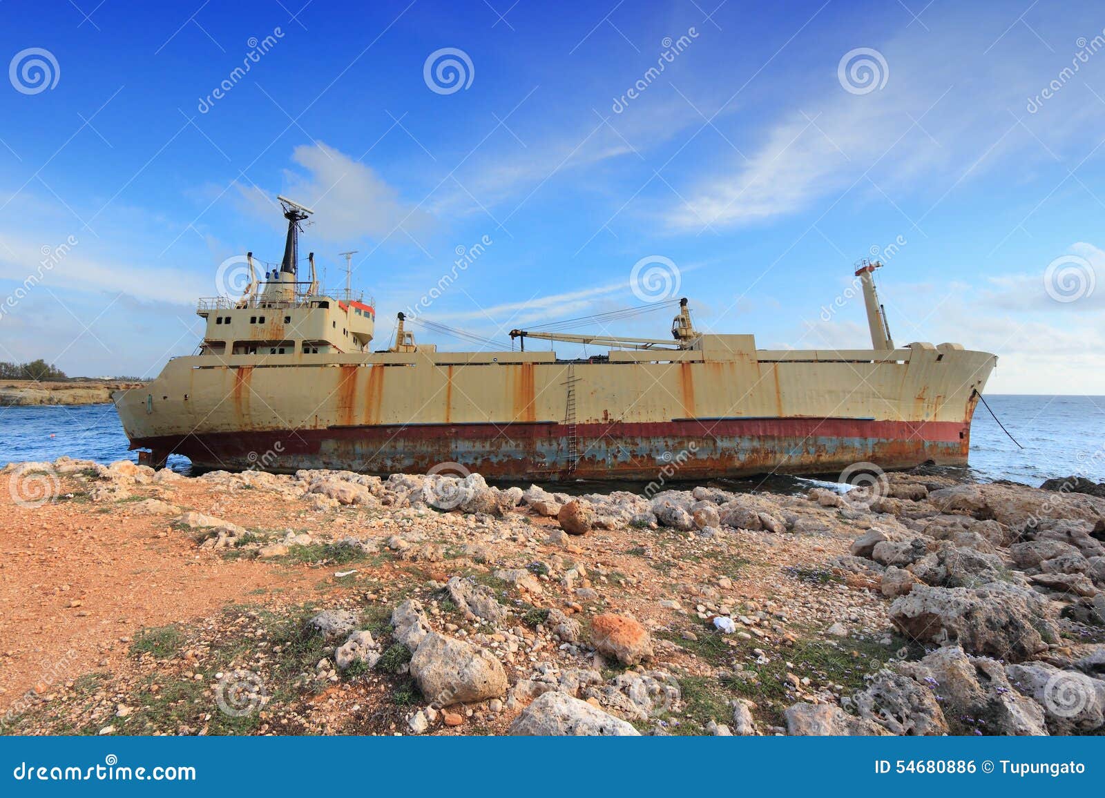 Stranded ship stock photo. Image of cyprus, shipwreck - 54680886