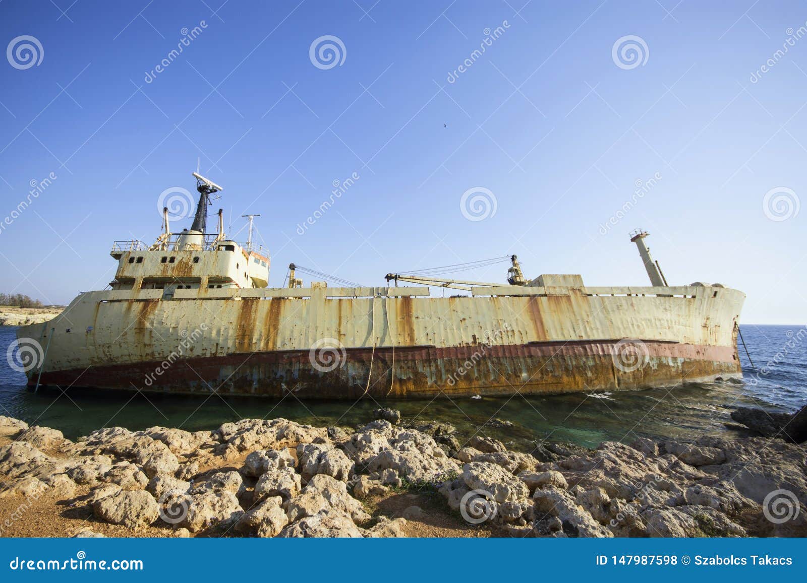 Stranded ship at sunset stock photo. Image of waiting - 147987598