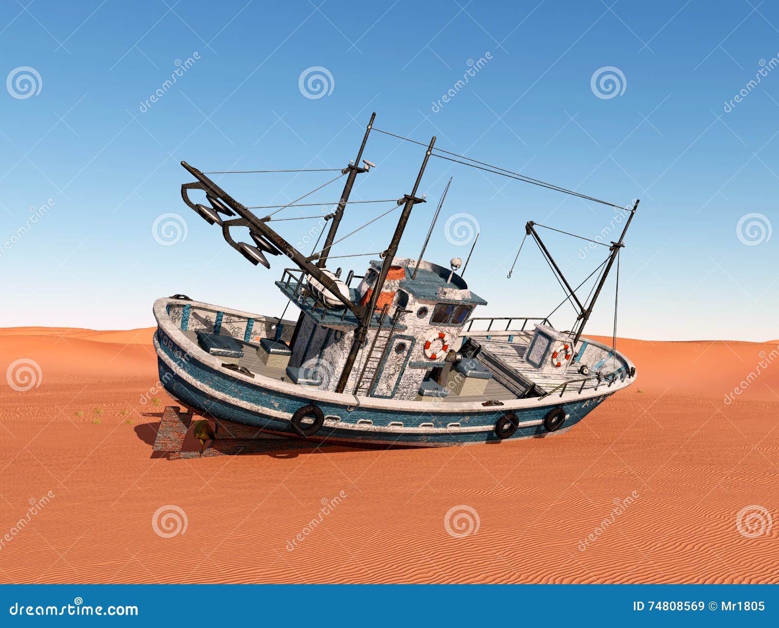 Stranded trawler stock illustration. Illustration of ship - 74808569