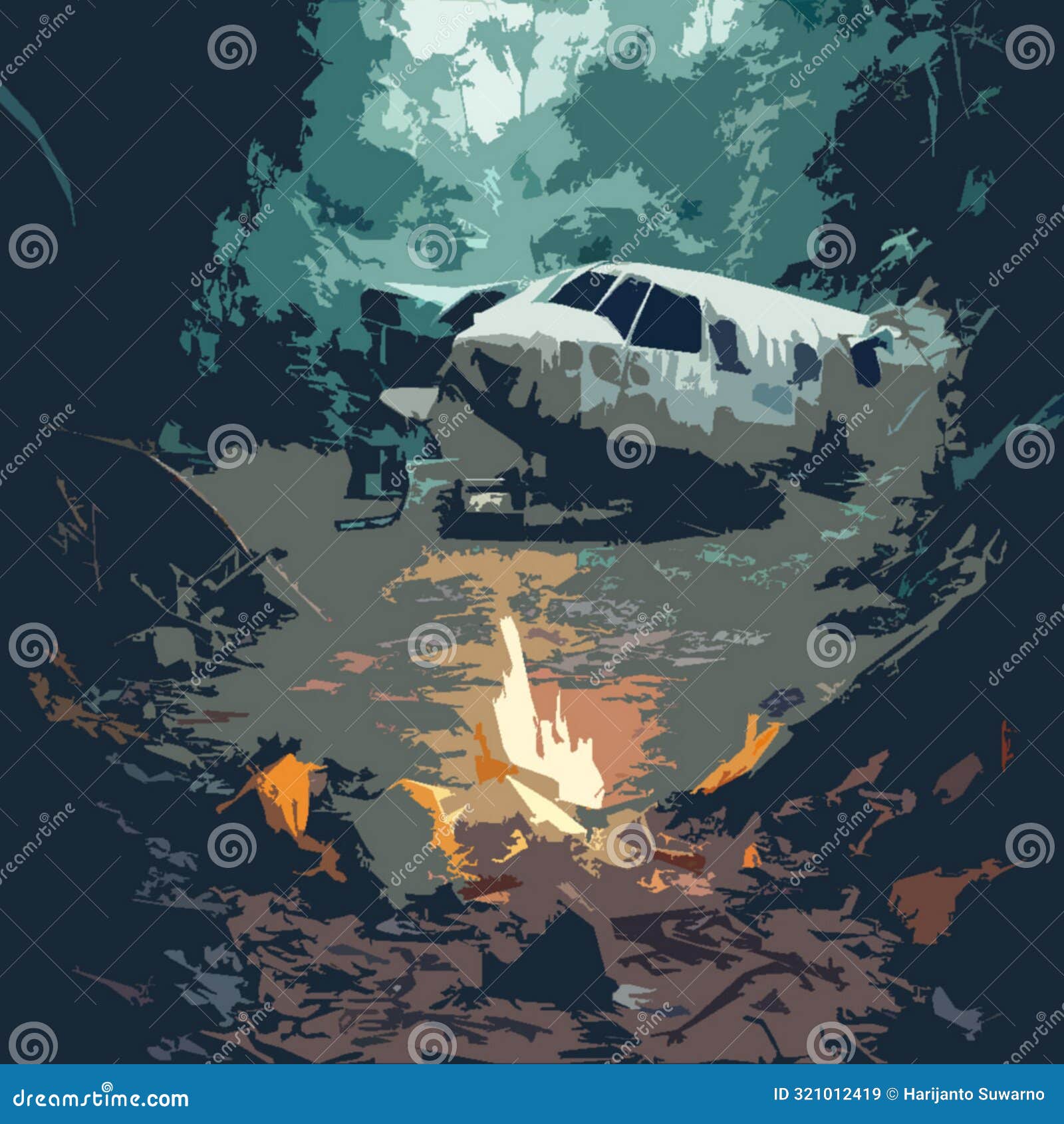 Stranded in the wilderness stock illustration. Illustration of accident ...