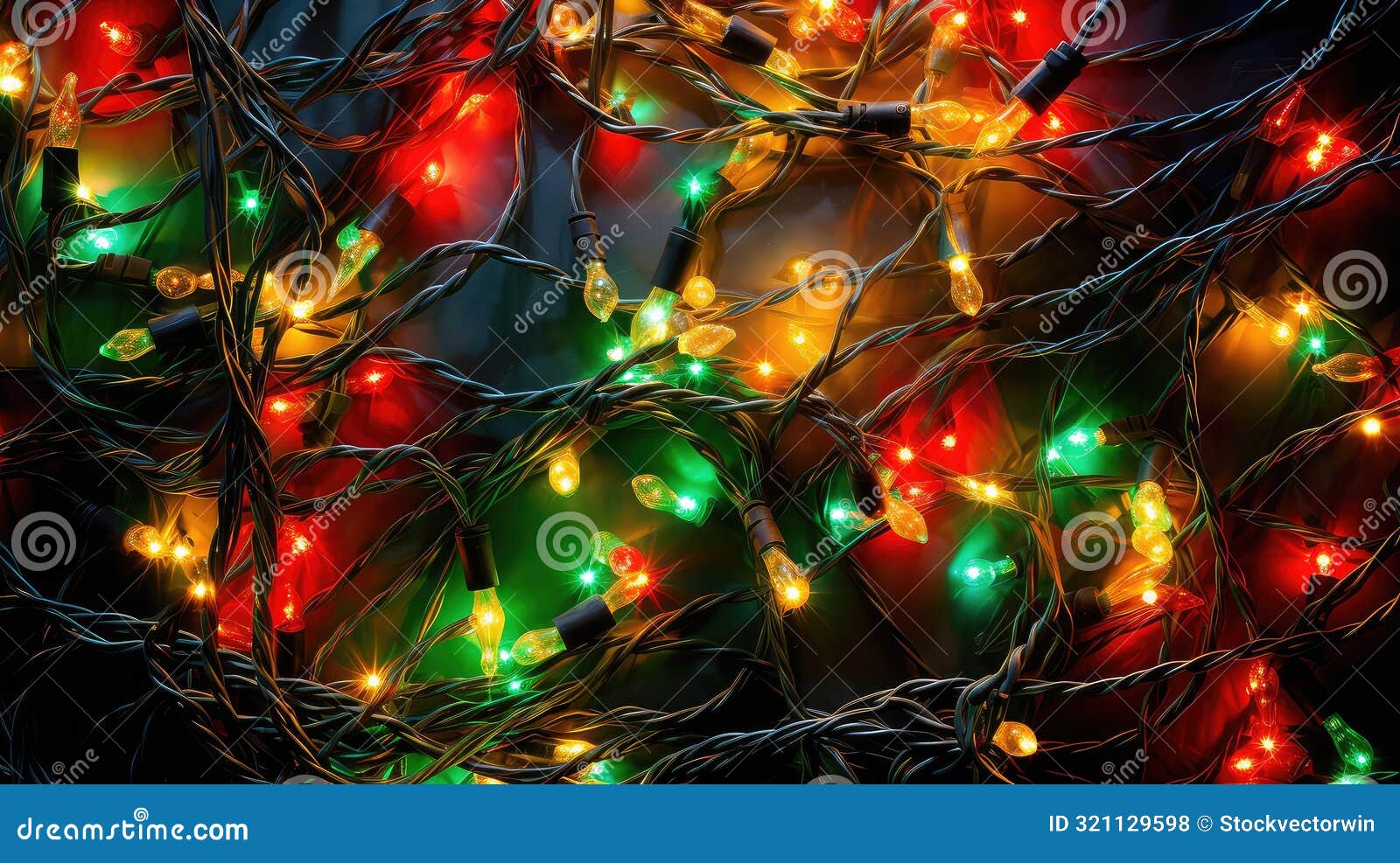 Strands Tangled Christmas Lights Stock Illustration - Illustration of ...