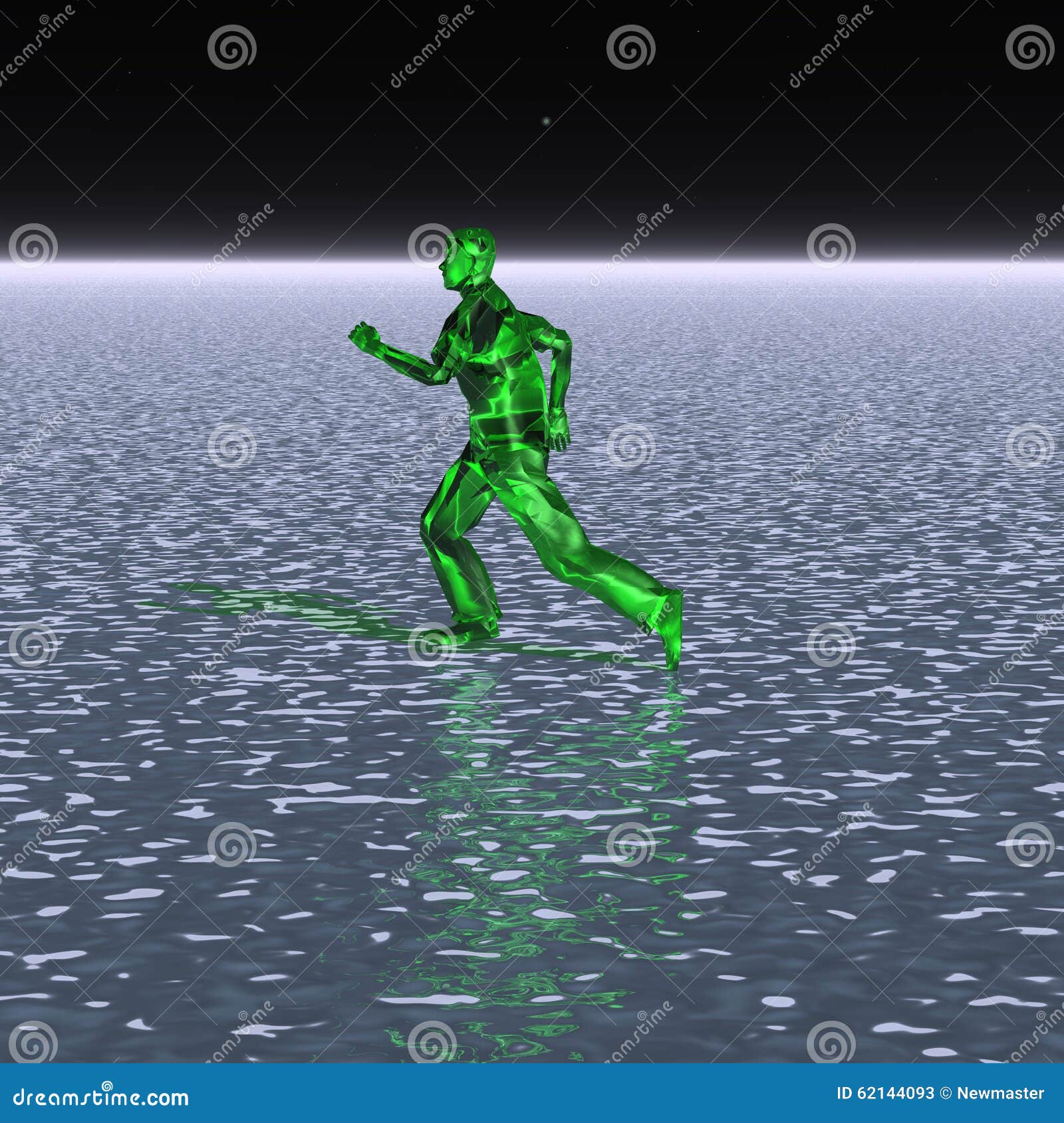 Strange Alien Running on Water Stock Illustration - Illustration of ...