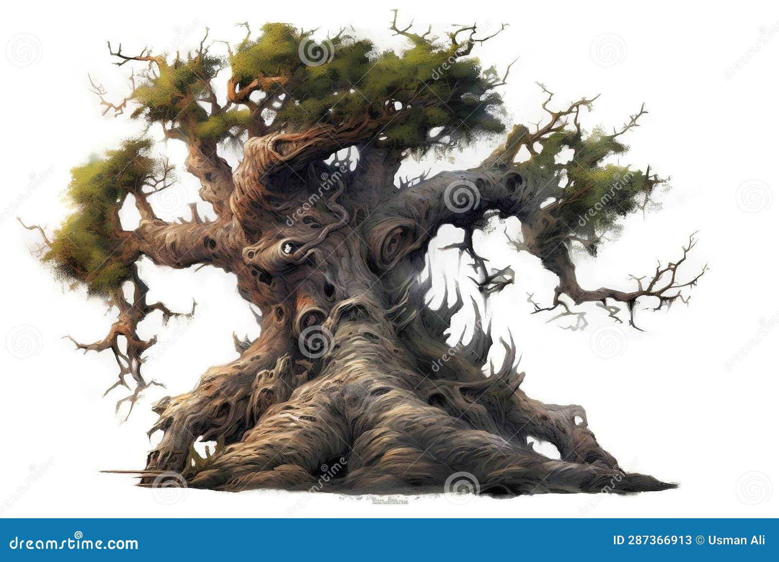 Strange Ancient Tree on Transparent Background. AI Stock Illustration ...