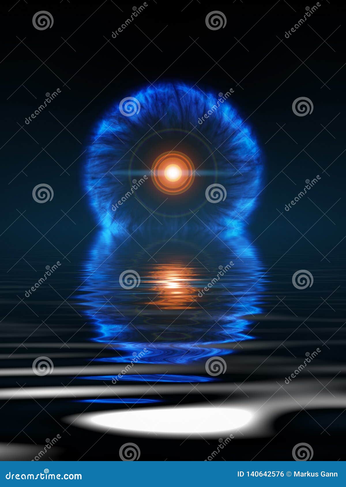 Strange Blue Light with Water Reflections Stock Illustration ...
