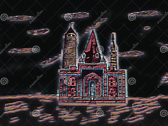Strange castle stock illustration. Illustration of architecture - 340050691