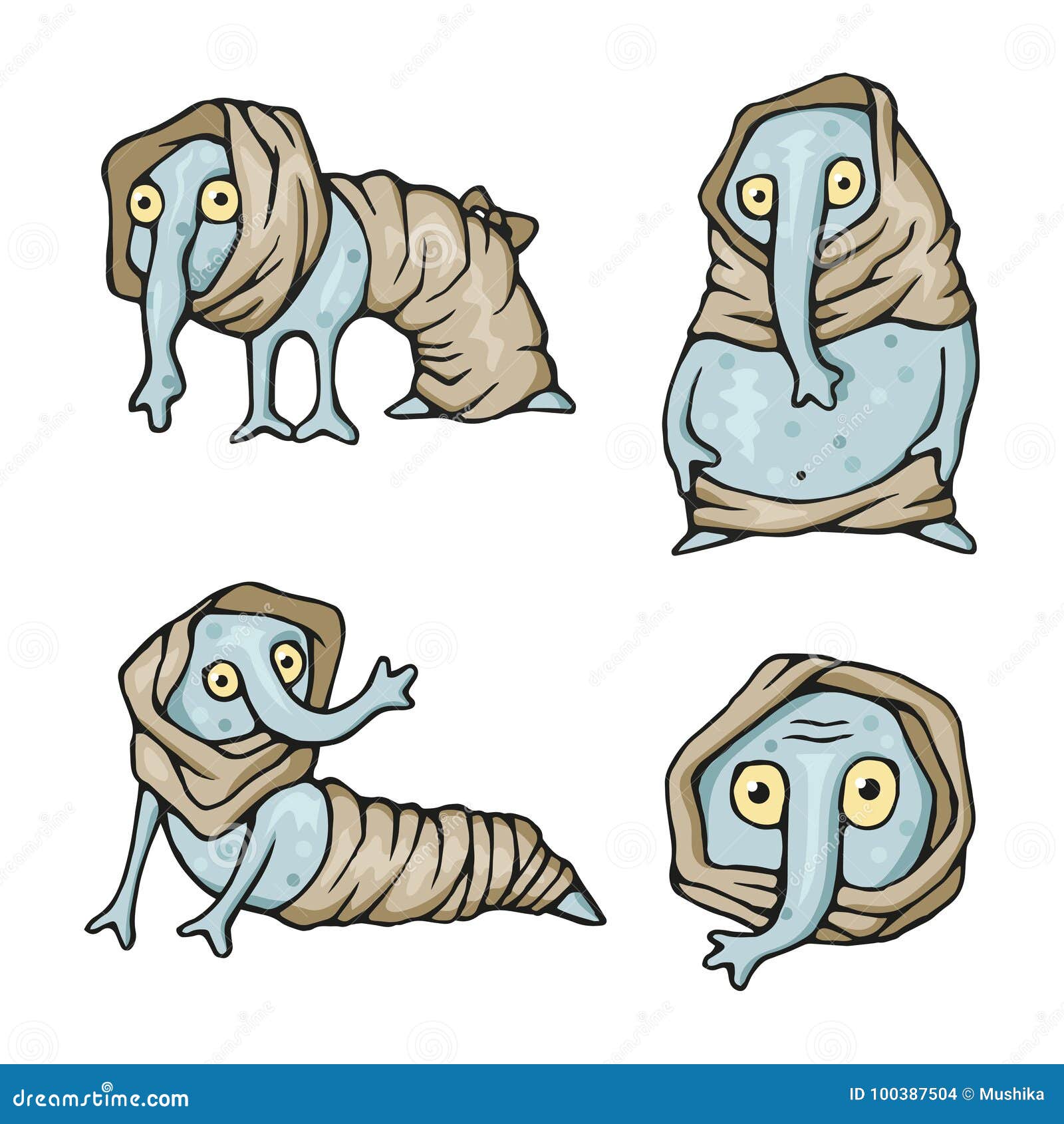 Strange Creatures Characters Monsters Set Stock Vector - Illustration ...