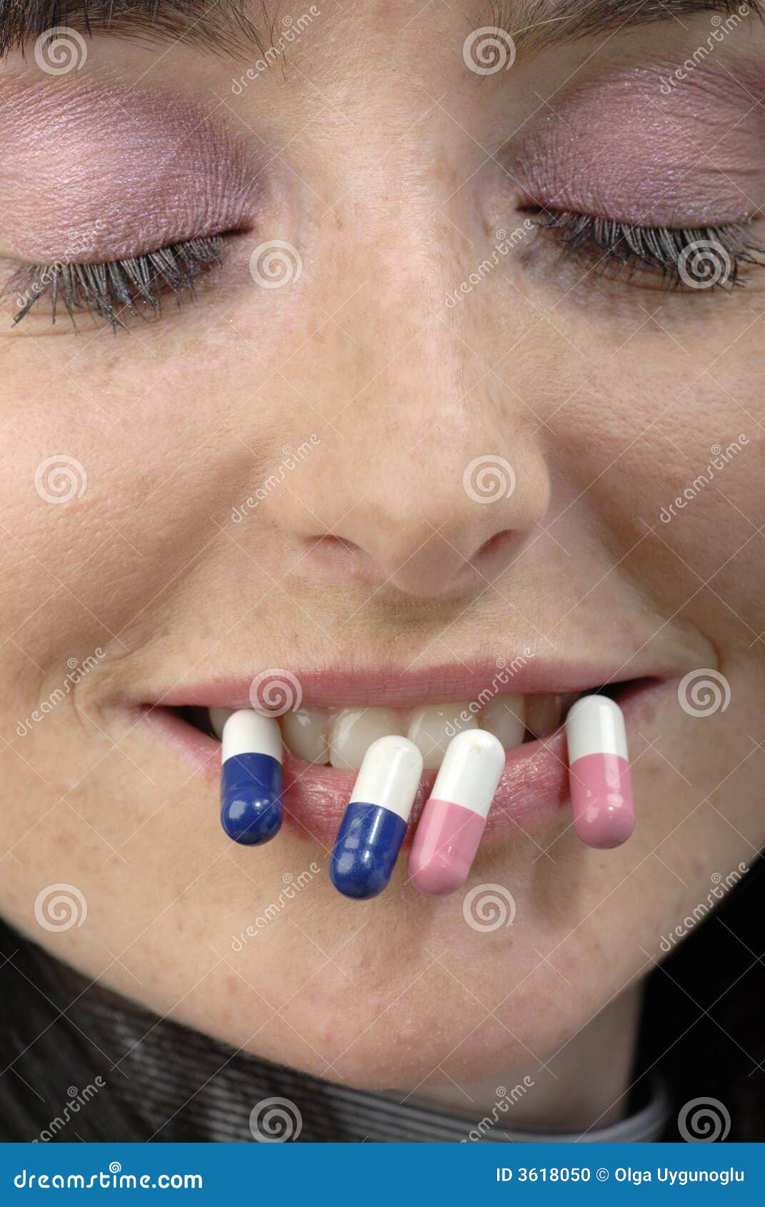 Strange face with pills stock photo. Image of nurse, medicine - 3618050