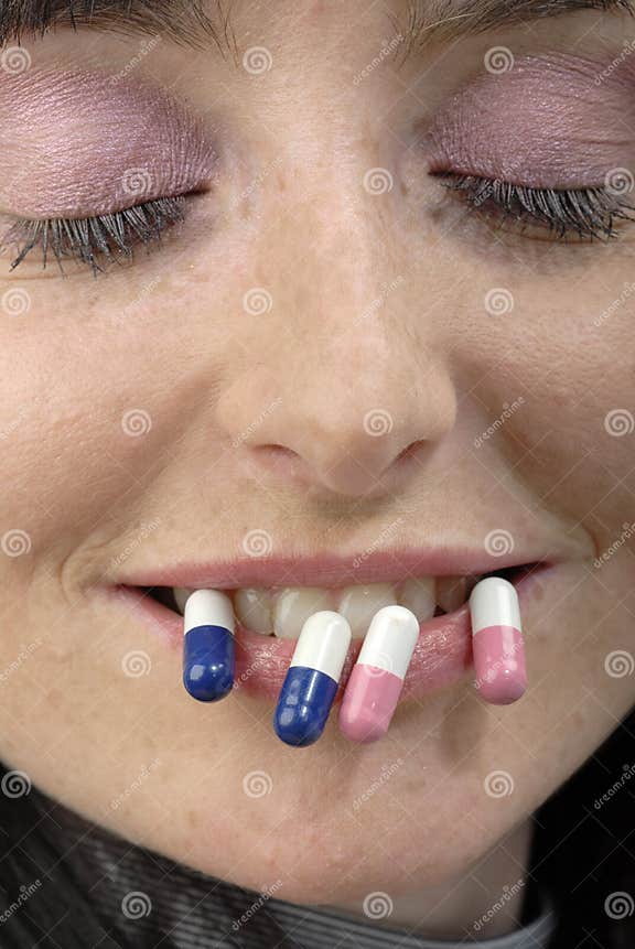 Strange face with pills stock photo. Image of nurse, medicine - 3618050