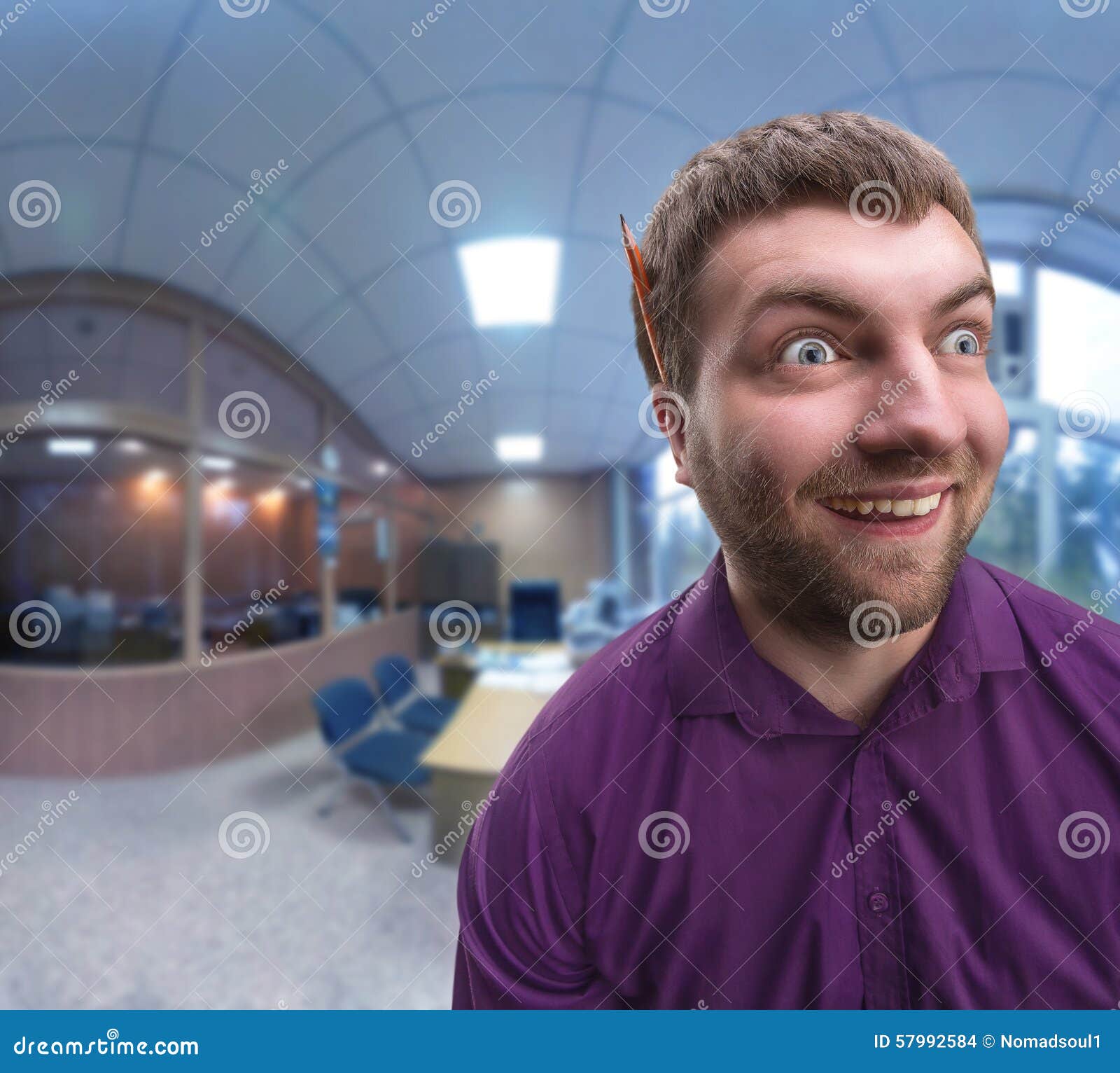 Strange Funny Man in the Office Stock Photo - Image of people ...