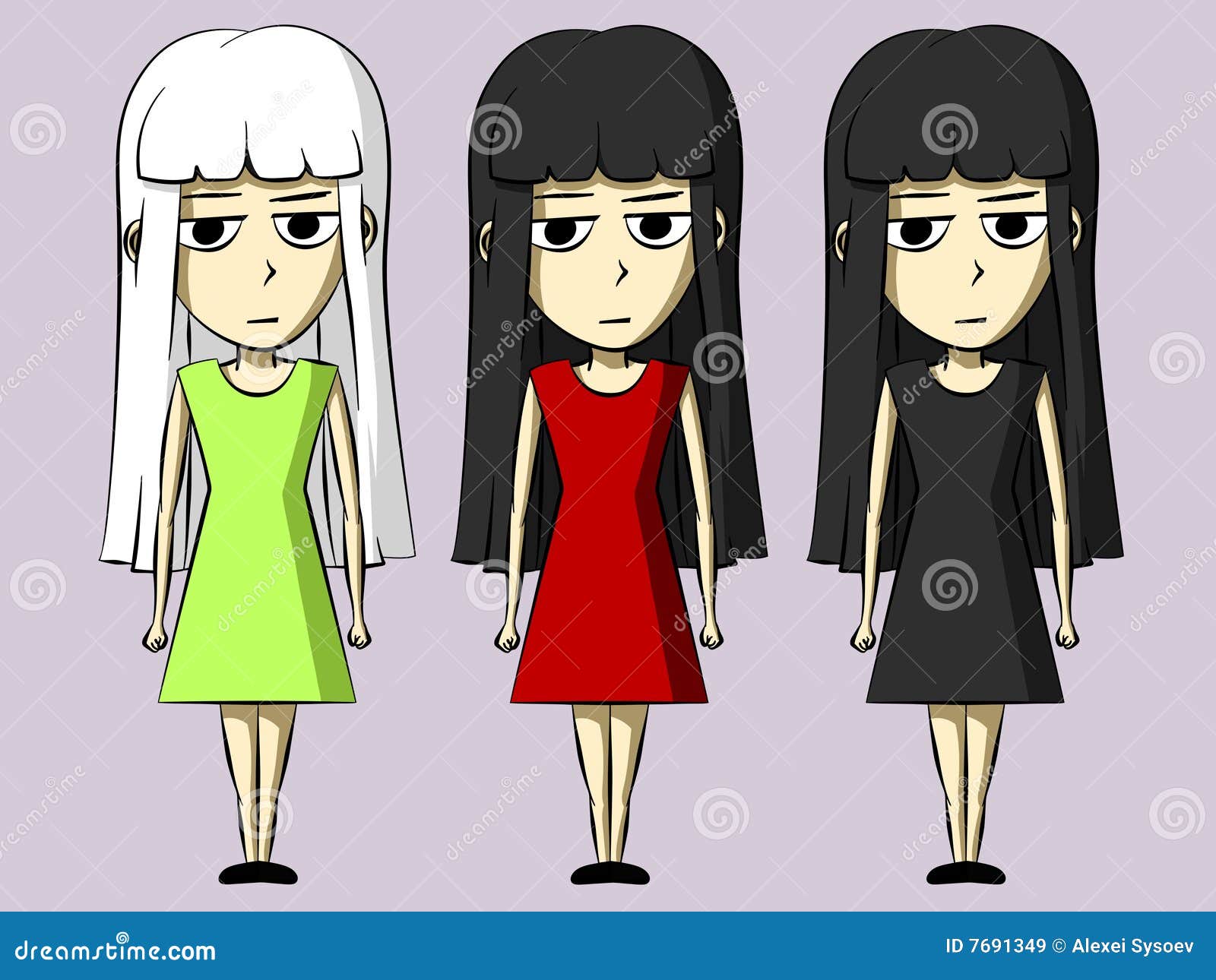 Strange girl stock vector. Illustration of front, dress - 7691349