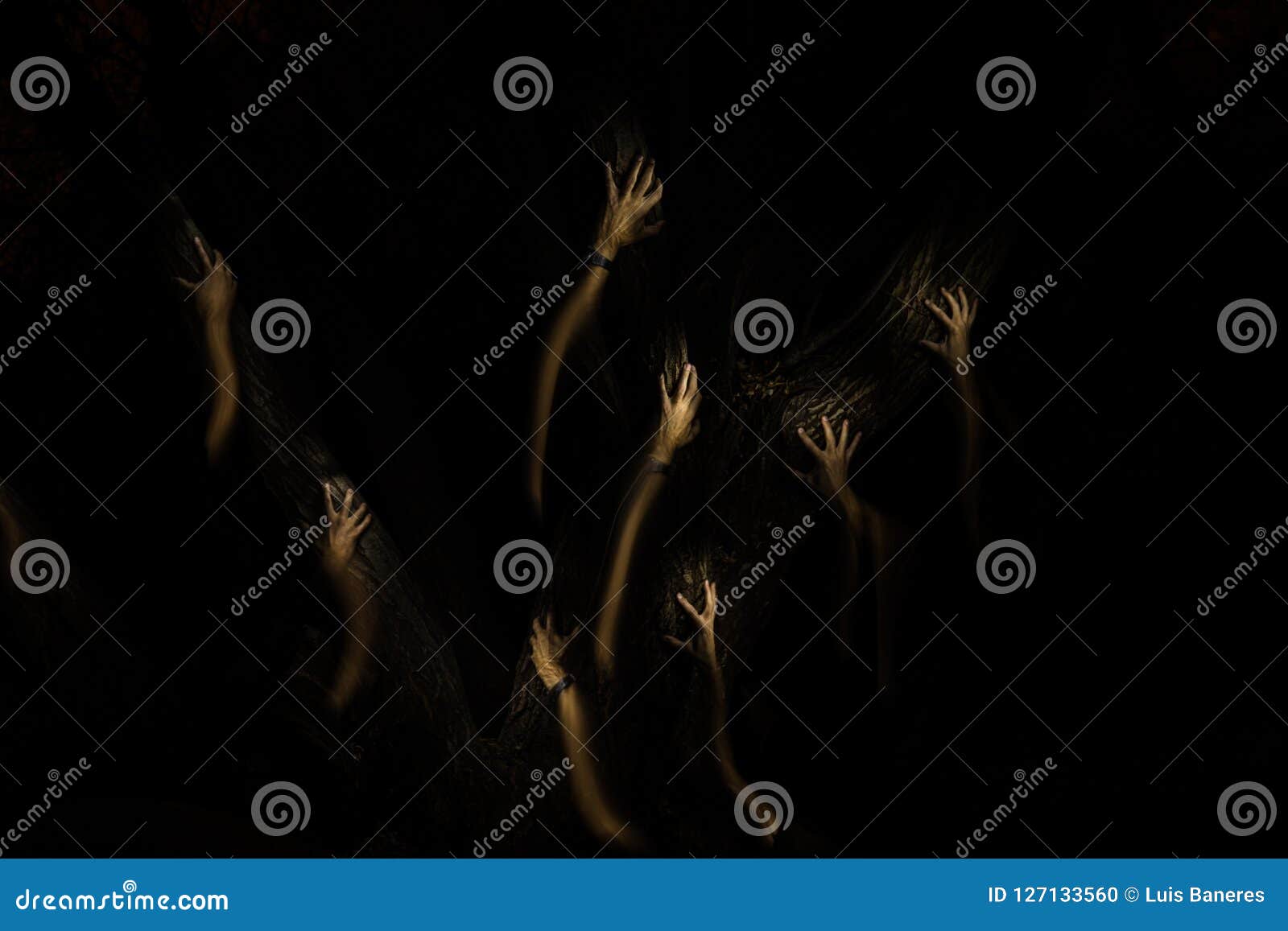 Dark Hands in the Darkness of the Forest Stock Photo - Image of ghost ...