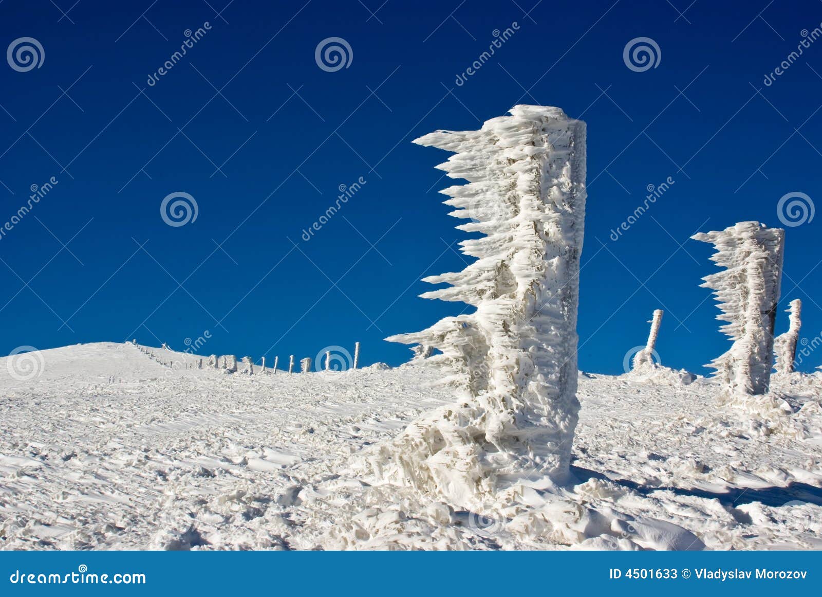 Strange Ice Structures in the Mountains Stock Image - Image of foggy ...