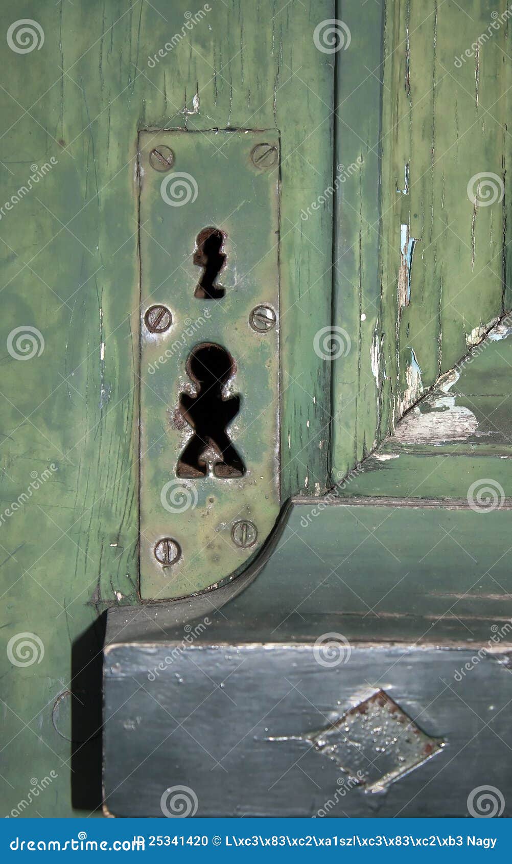 Strange Keyholes on an Old Door Stock Photo - Image of iron, worn: 25341420