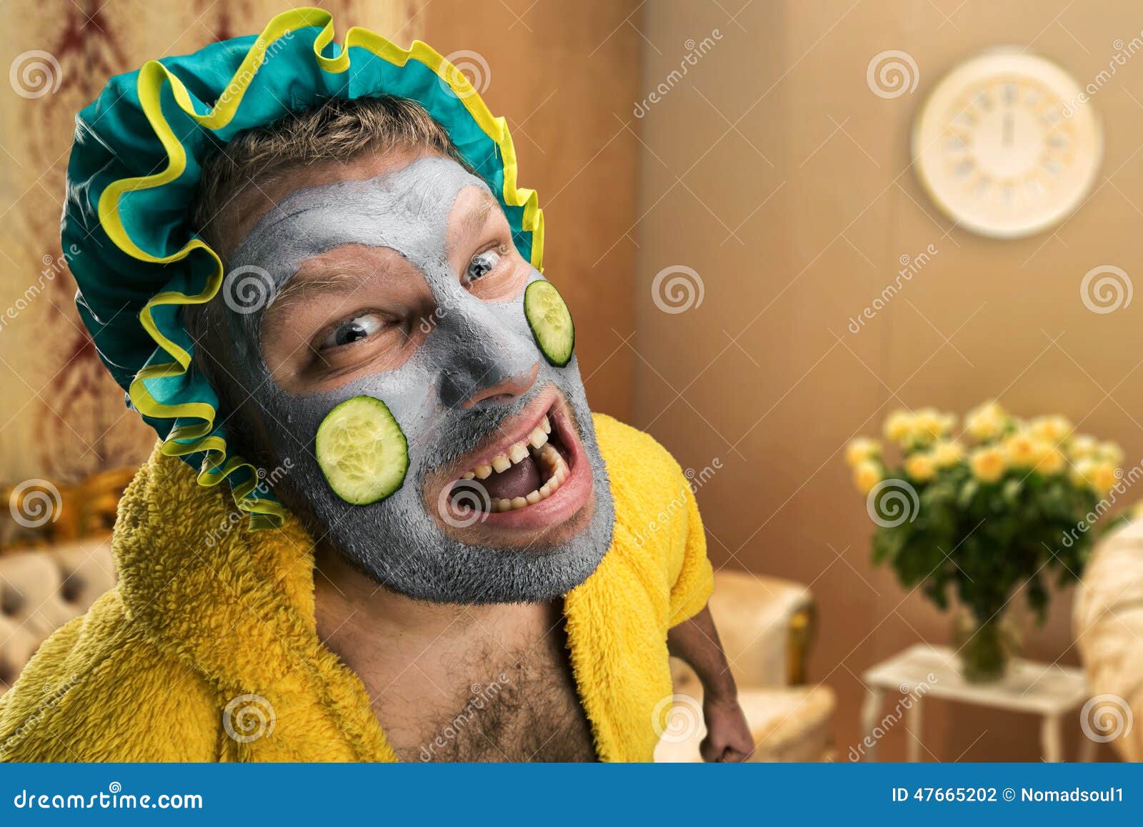 Strange man with face pack stock photo. Image of front - 47665202