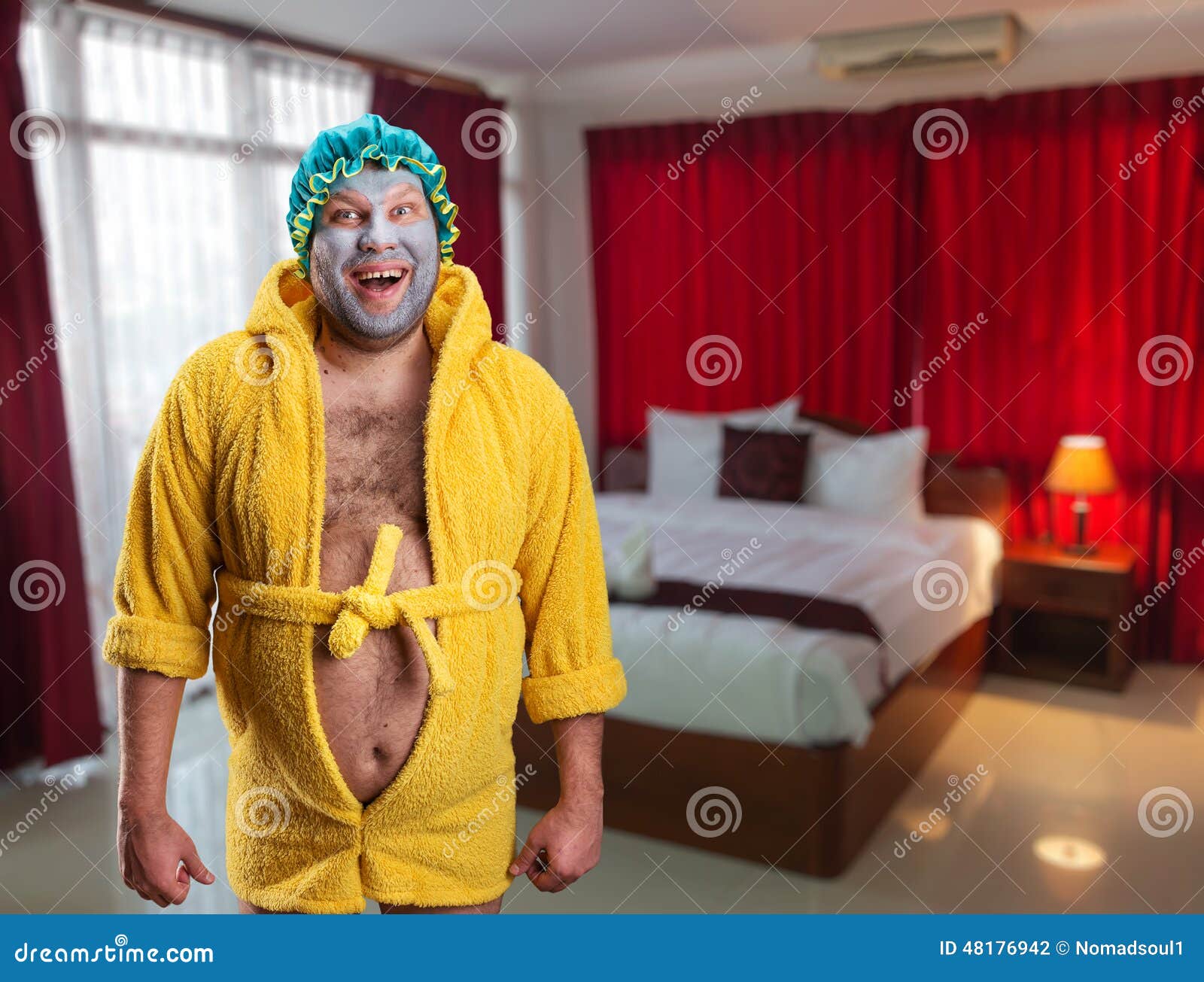 Strange Man with Face Pack in the Room Stock Photo - Image of freak ...