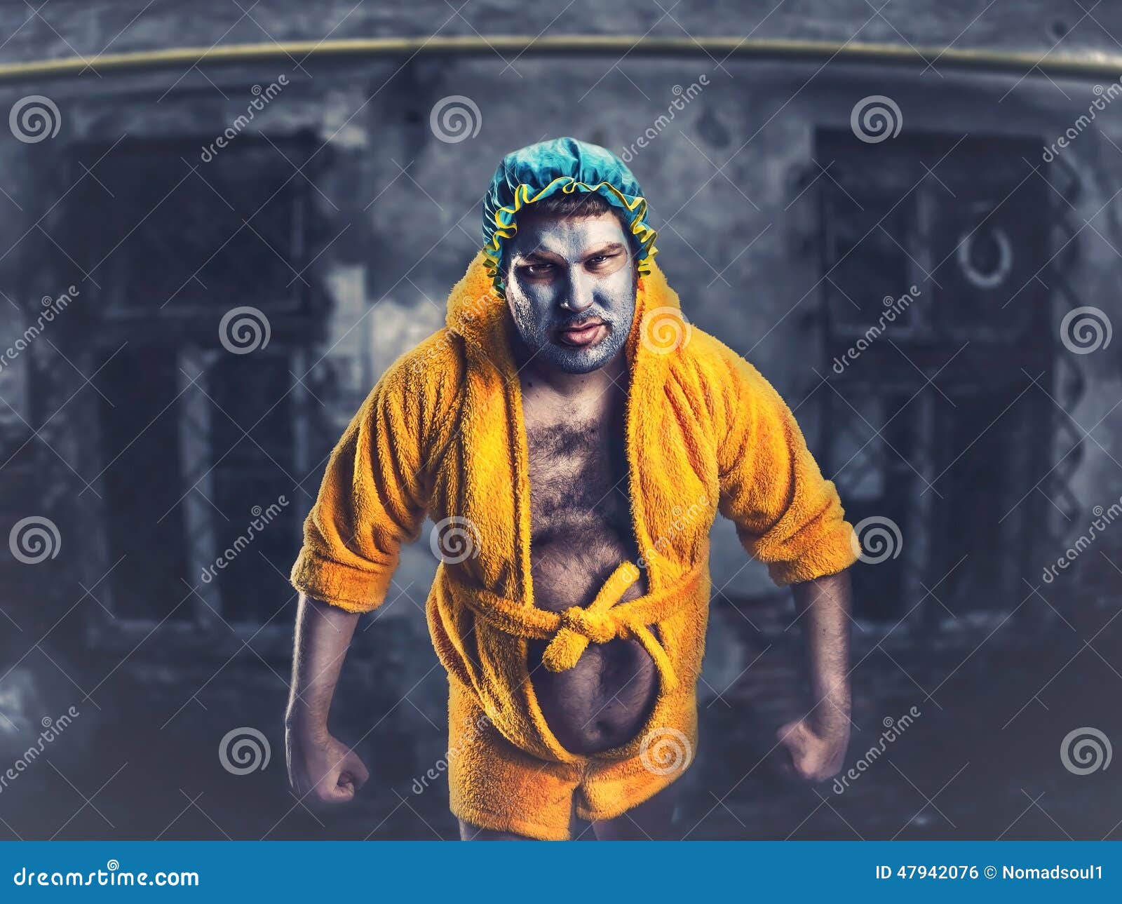 Strange Man with Face Pack in the Street Stock Photo - Image of angry ...
