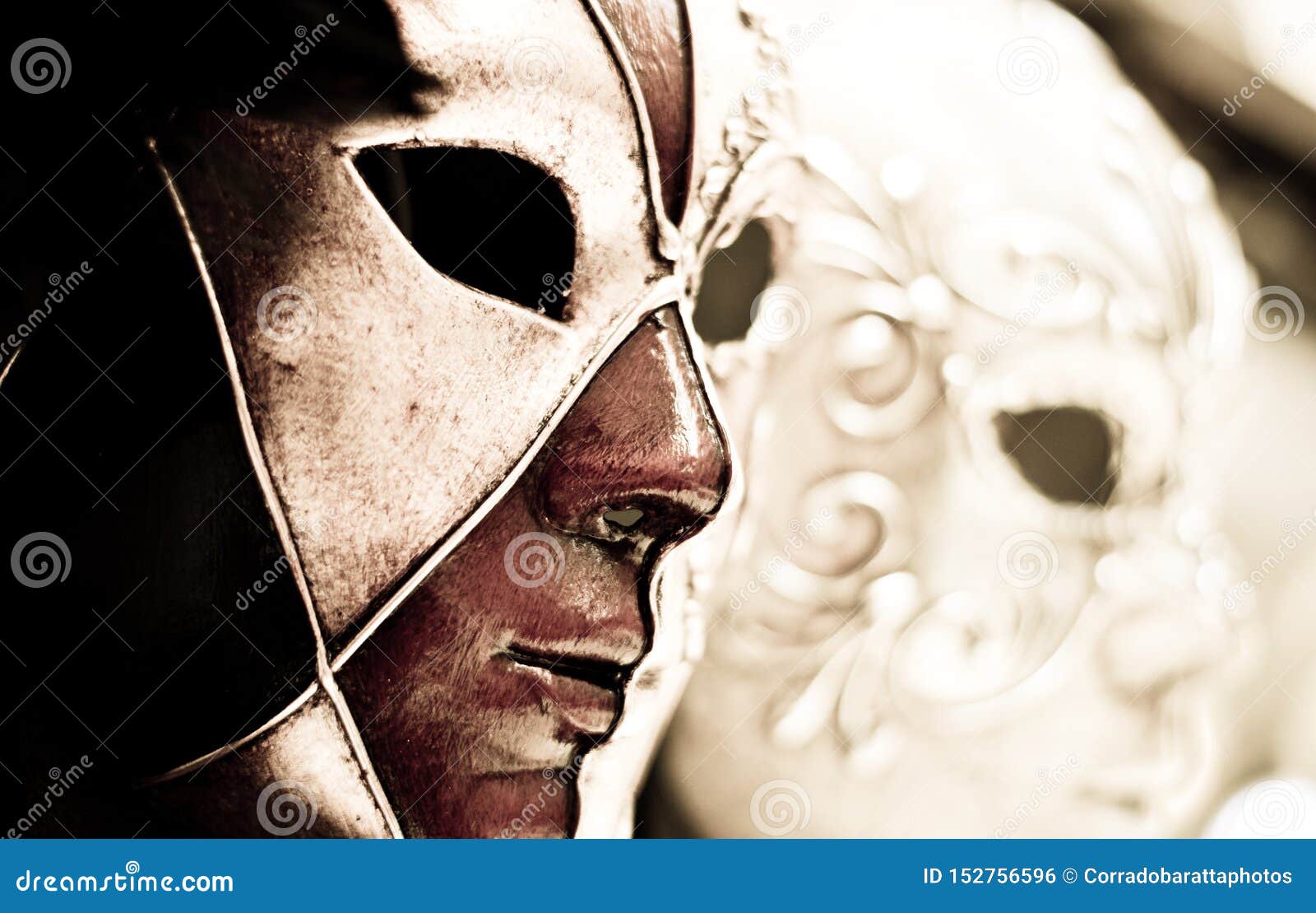A Strange Mask Reflected in the Mirror Stock Photo - Image of comedy ...