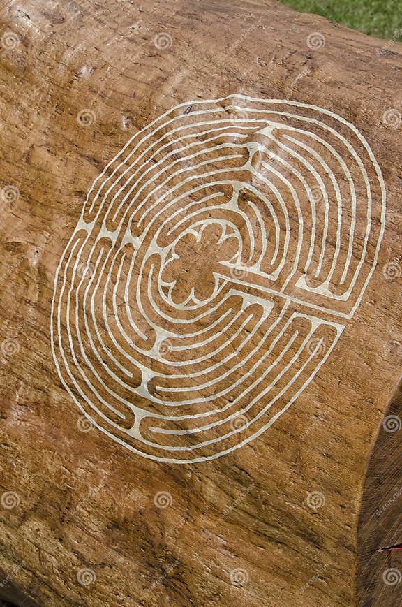 Strange Maze Engraved on a Tree Stock Photo - Image of wood, enigmatic ...
