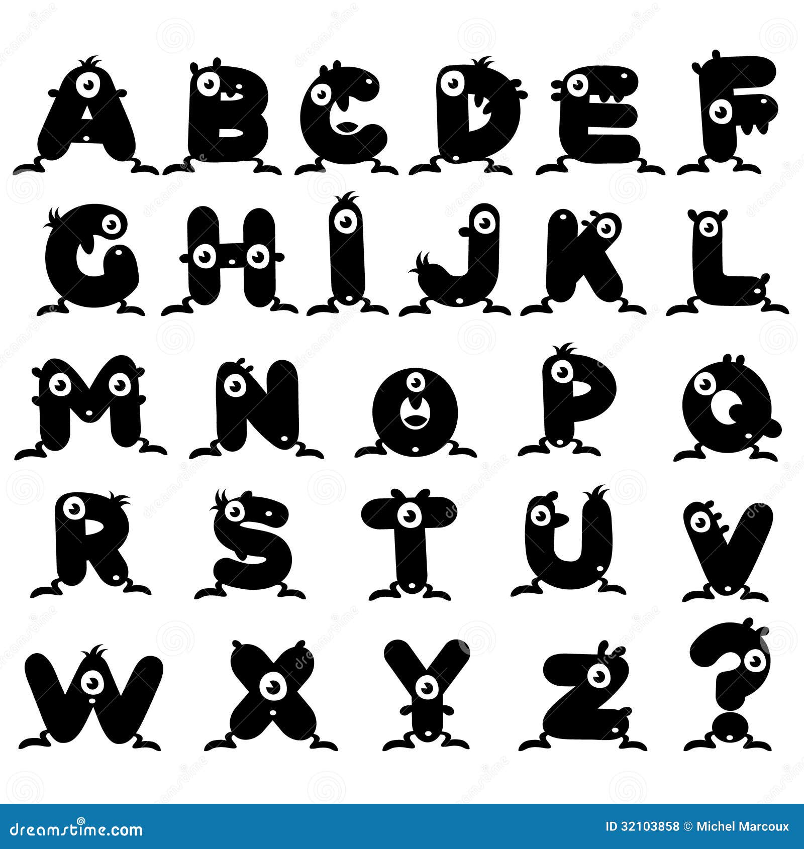 Strange Monster Alphabet stock vector. Illustration of design - 32103858