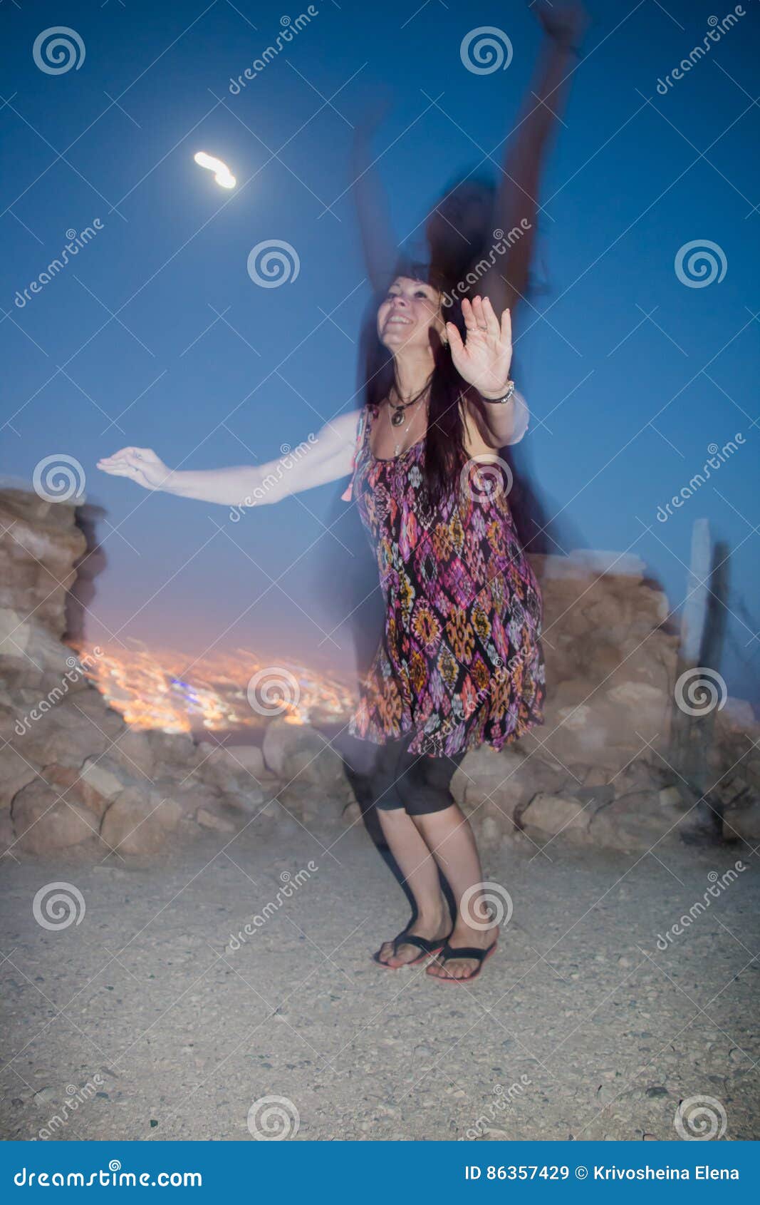 Strange Person Jumping in the Night Stock Image - Image of person ...