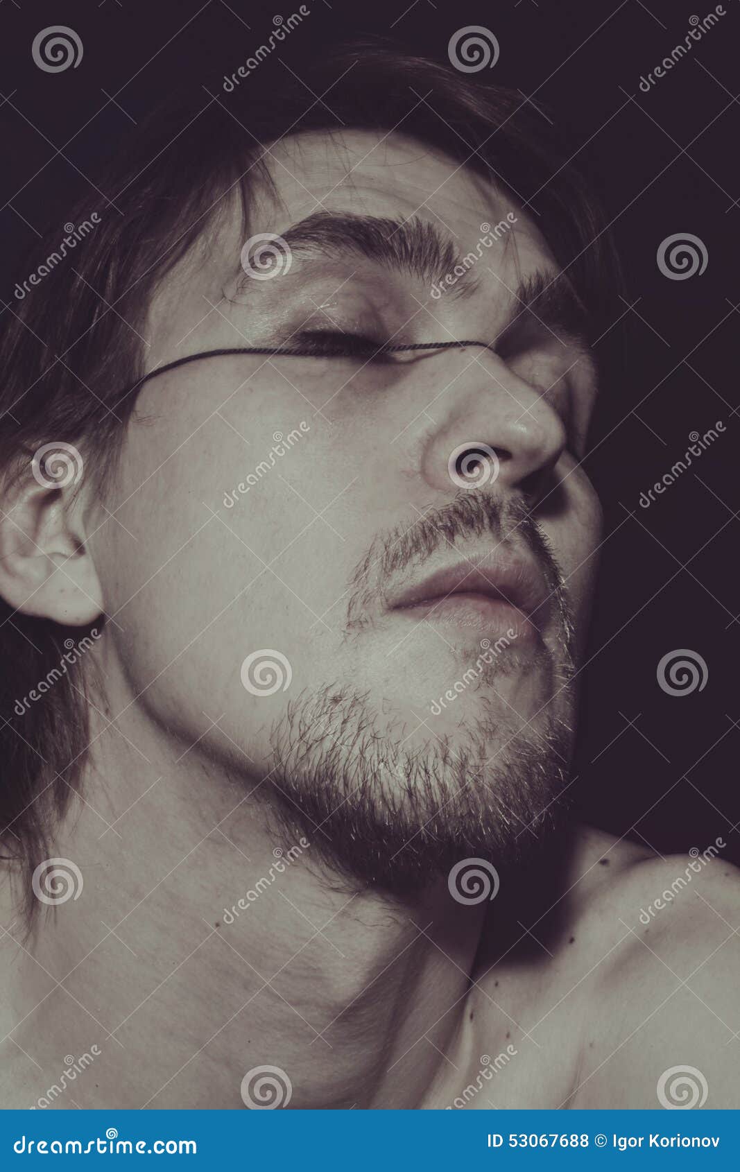 Strange Portrait of a Young Man Stock Photo - Image of head, dark: 53067688