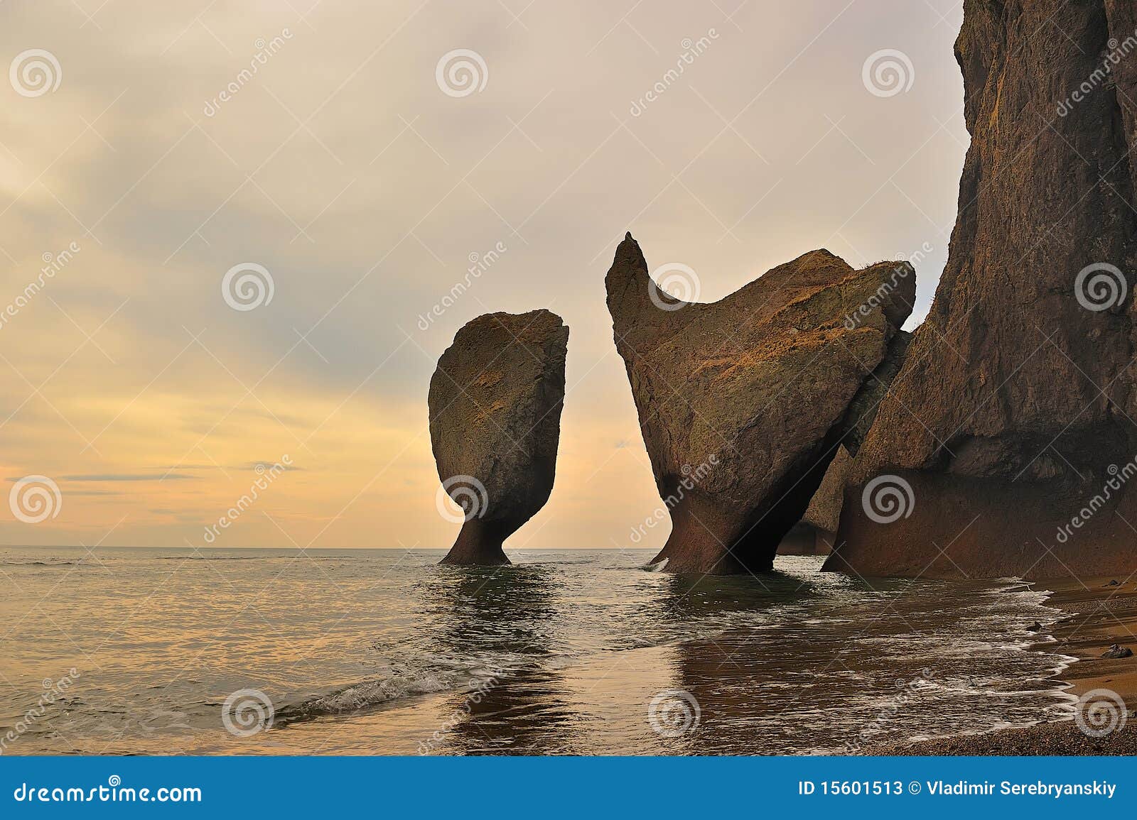 Strange rocks coast. stock image. Image of landscape - 15601513