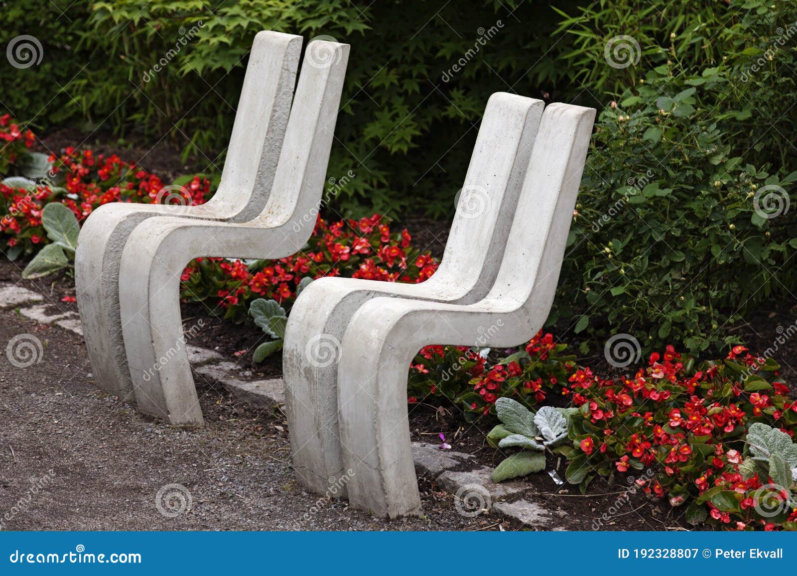 Strange Seats in Park Made of Concrete Stock Image - Image of chairs ...