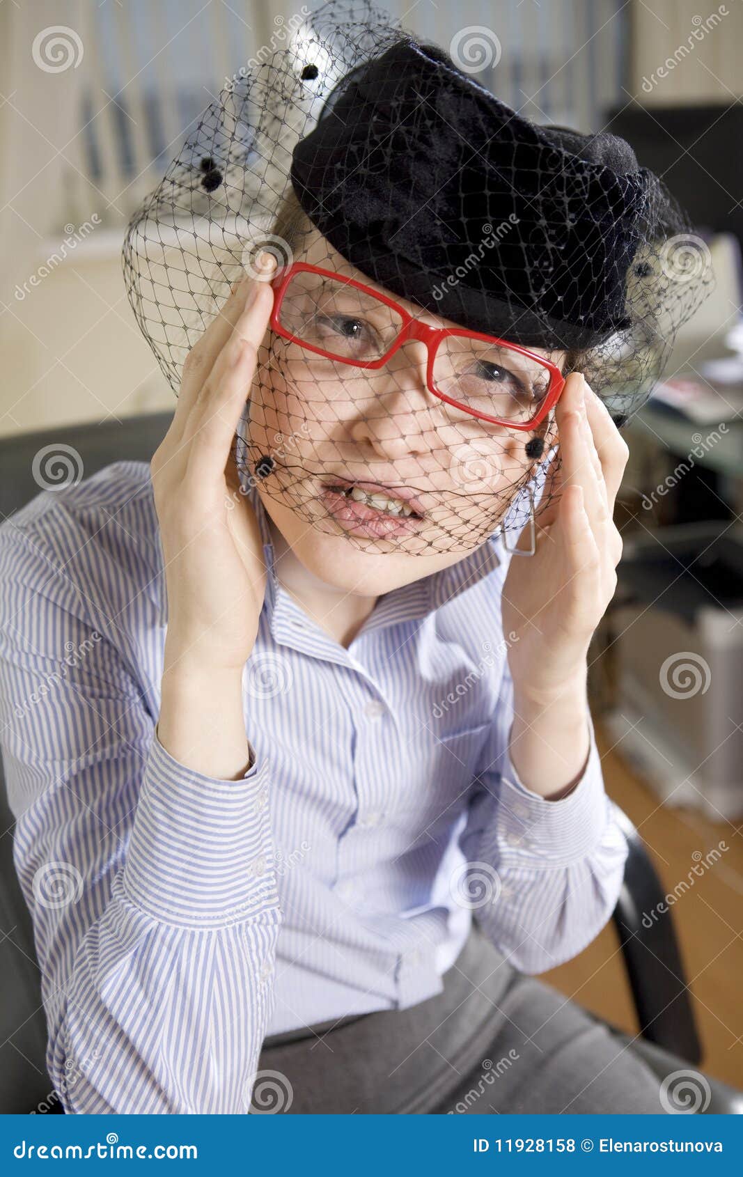 Strange Secretary in Red Glasses Stock Photo - Image of lady, human ...