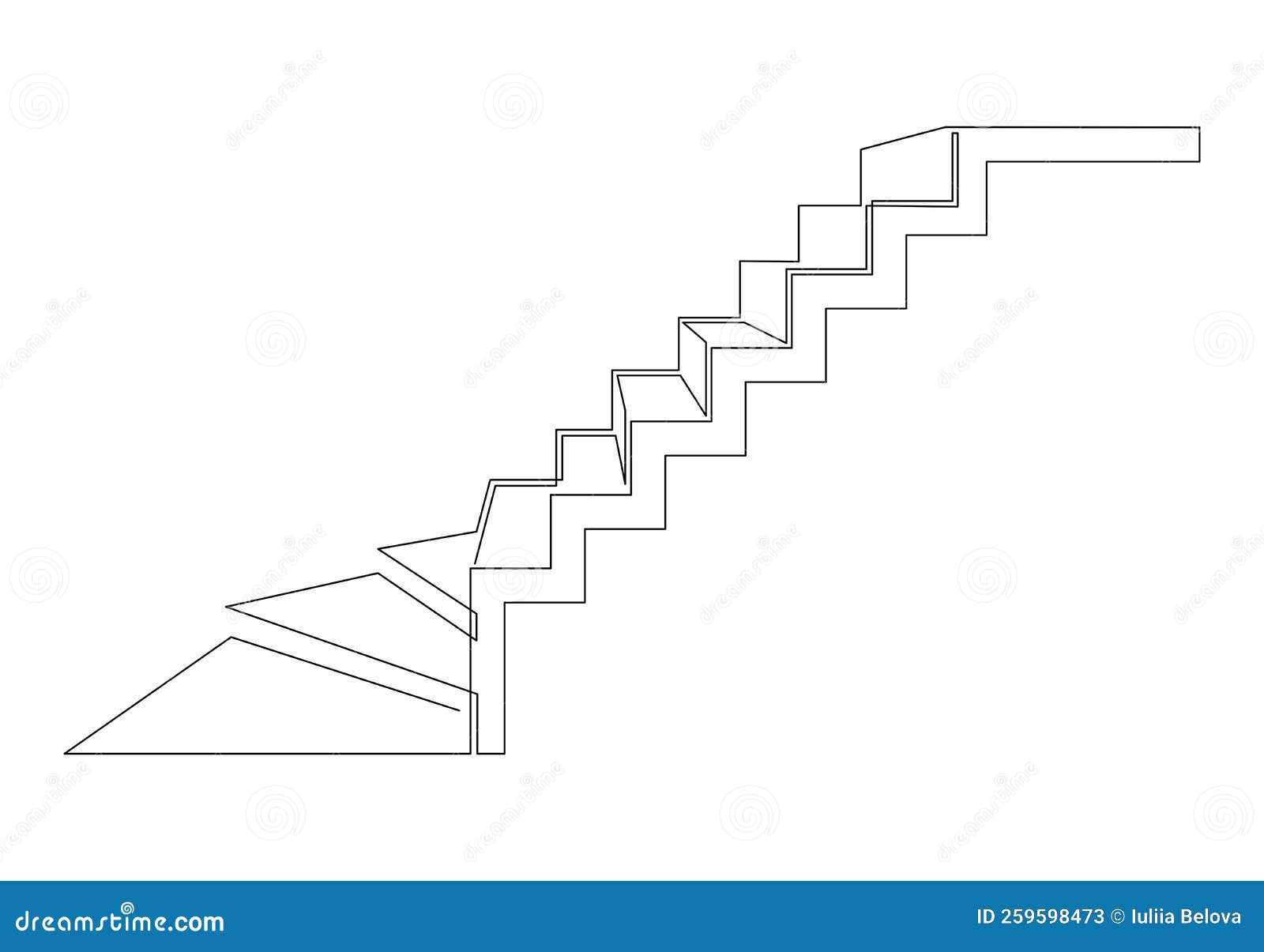 Strange Staircase Steps Up and Down. Frontal Perspective. Continuous ...