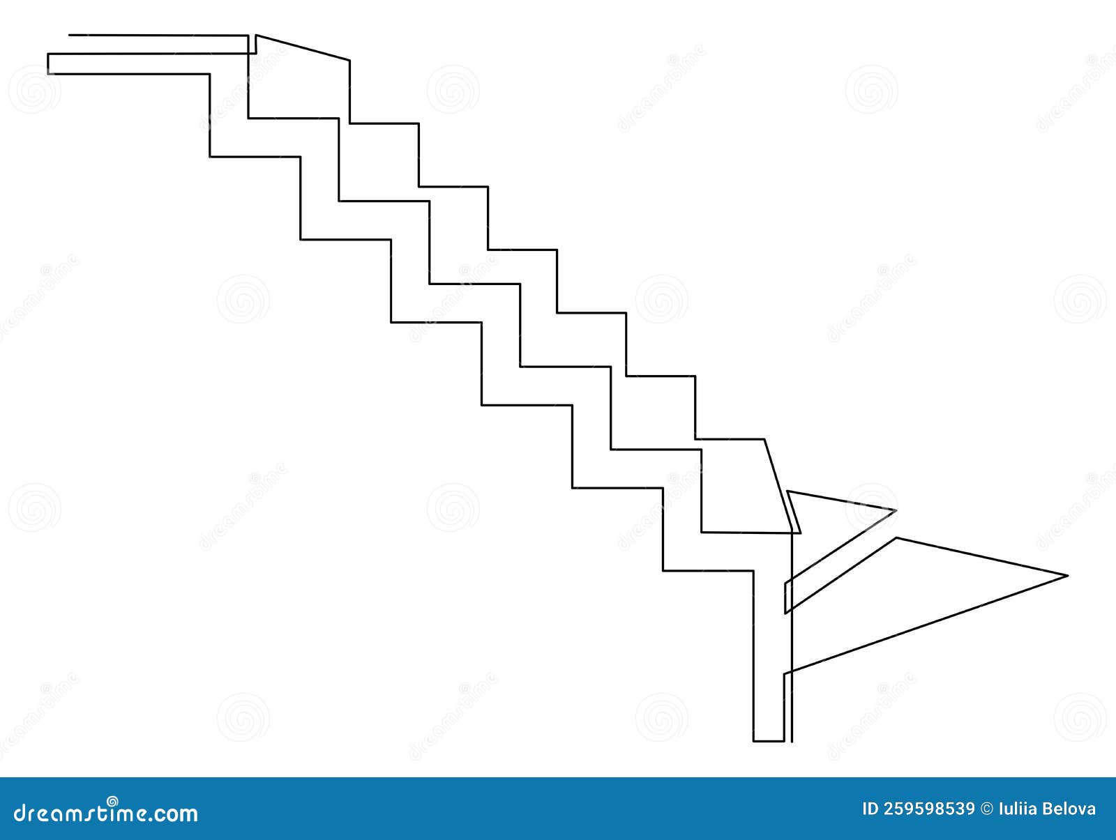 Strange Staircase Steps Up and Down. Frontal Perspective. Continuous ...