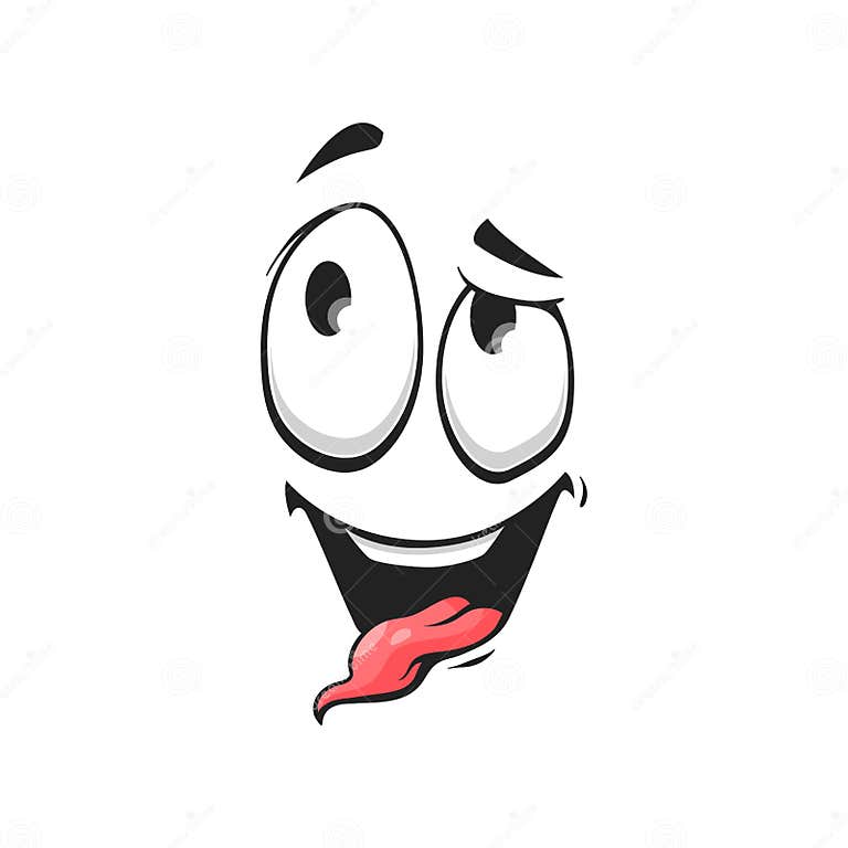 Strange Stupid Emoticon Showing Tongue Isolated Stock Vector