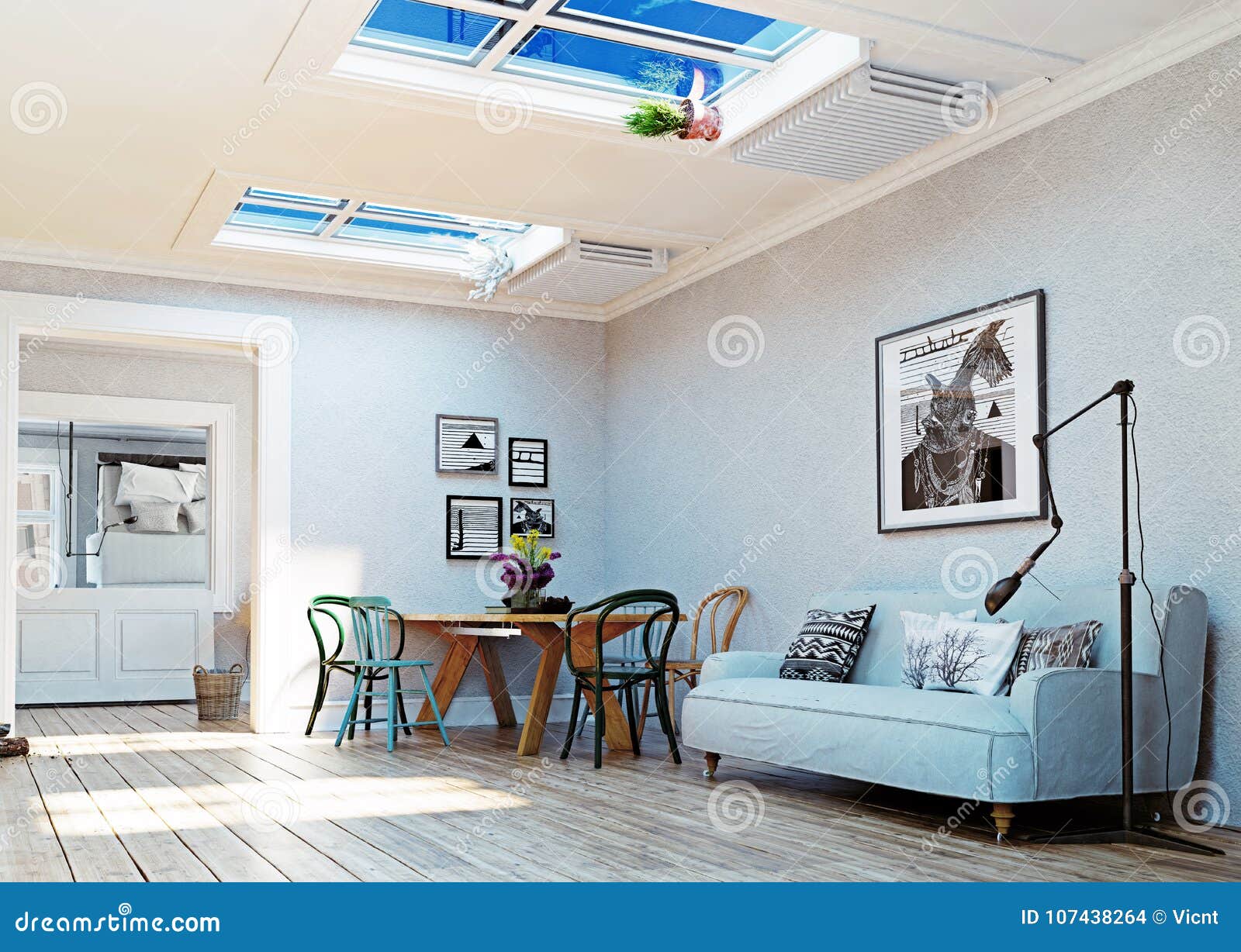 Upside down room interior. stock illustration. Illustration of couch ...