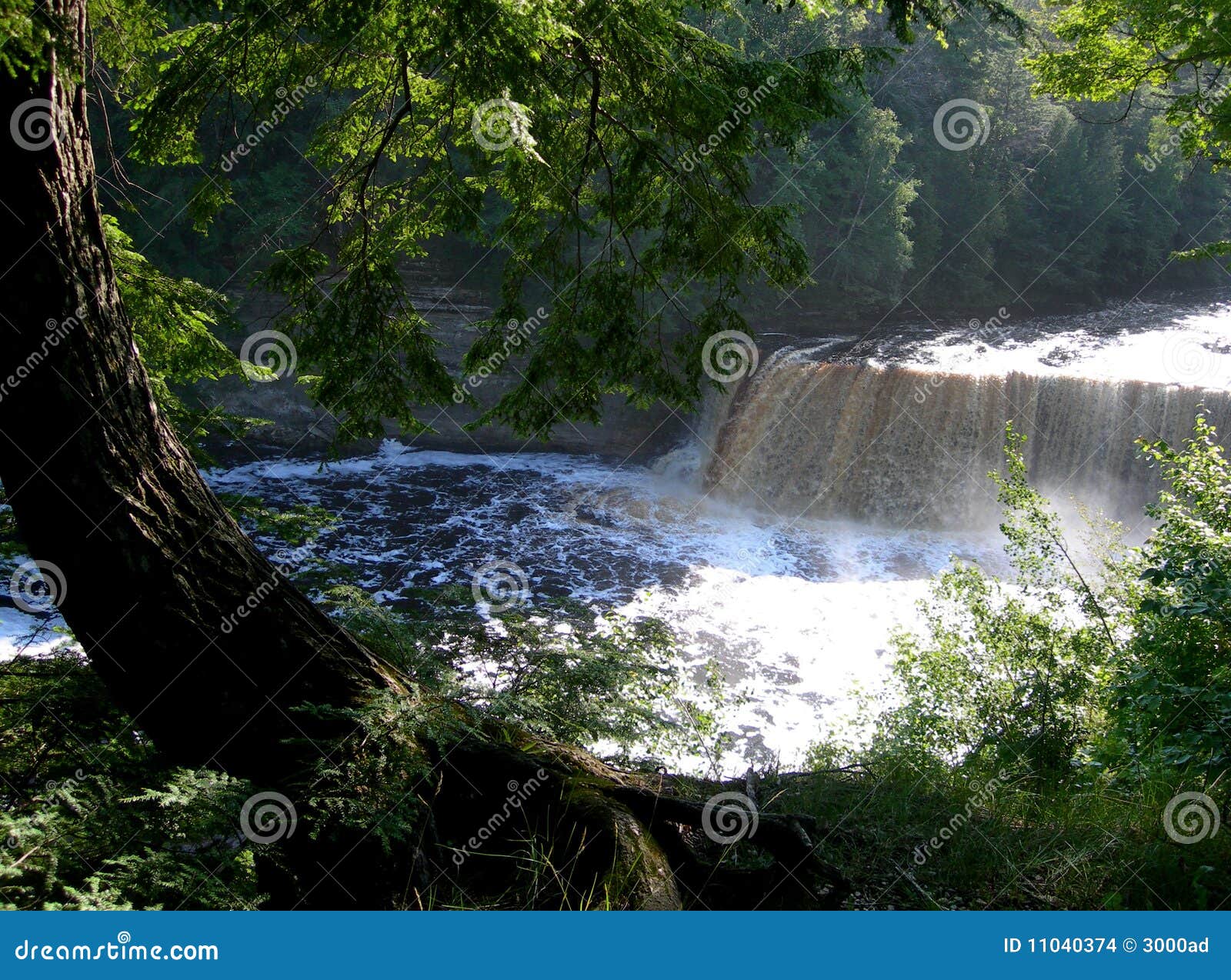Strange Waterfall on River in Michigan Stock Photo - Image of foliage ...