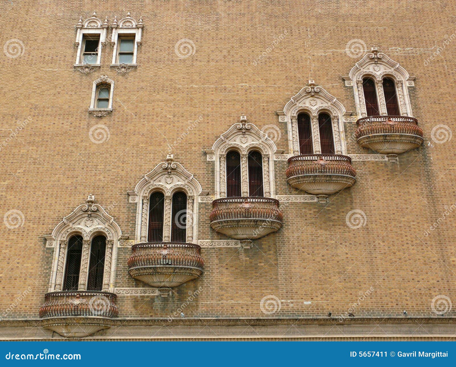 Strange Windows on an Empty Wall Stock Image - Image of rail, decorated ...