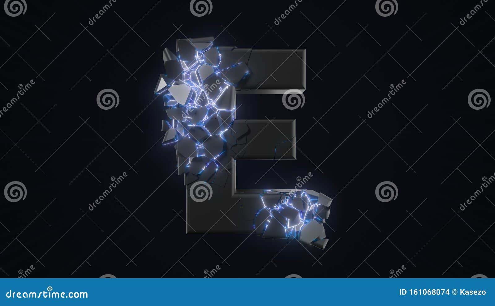 Strangely Cracked E Letter. Technological and Mystical Look with ...