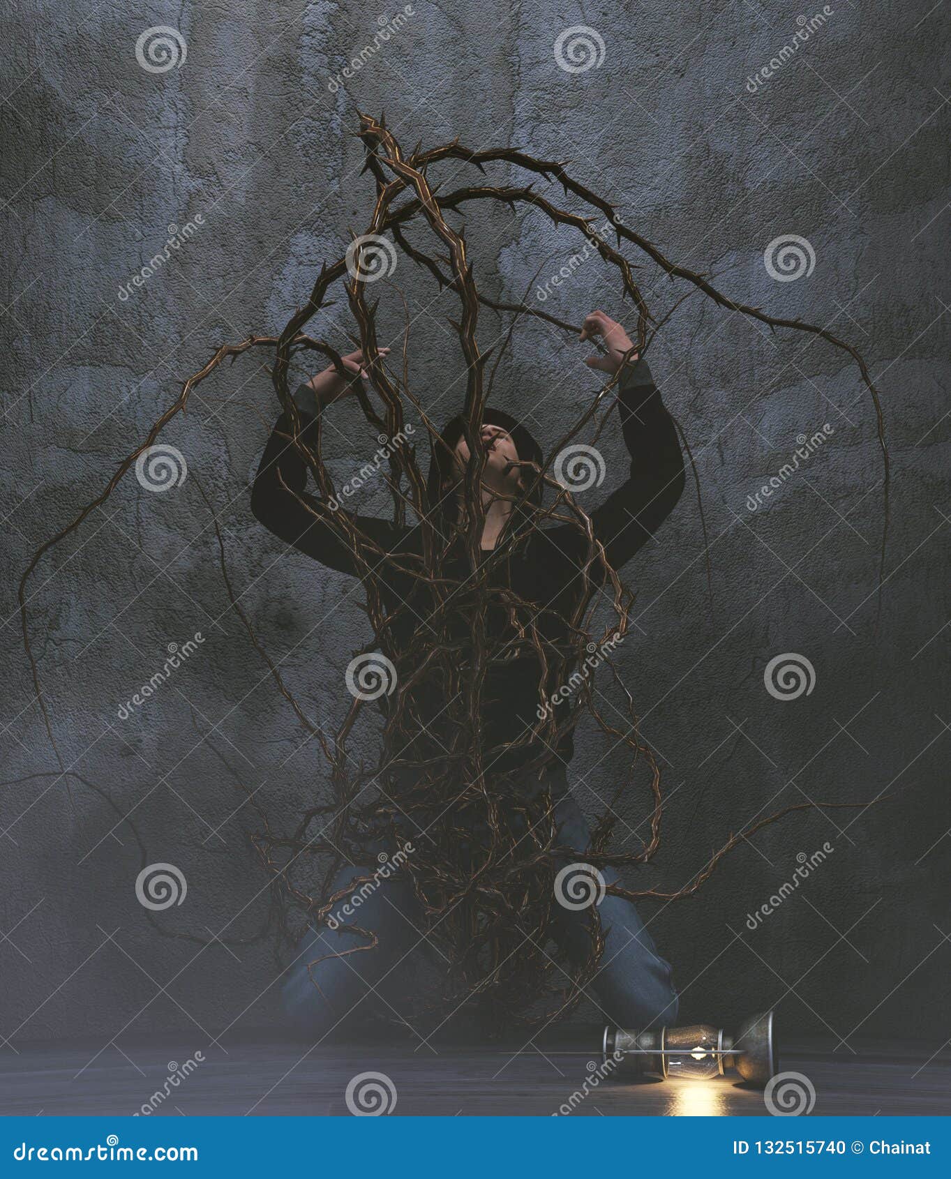 A Stranger Being Attack by a Ghost Brambles Stock Illustration ...