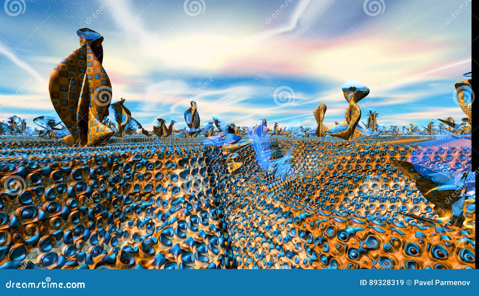 Stranger Planet. Rocks and Desert. 3D Illustration Stock Illustration ...