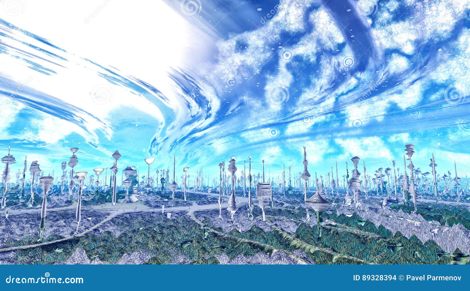 Stranger Planet. Rocks and Desert. 3D Illustration Stock Illustration ...