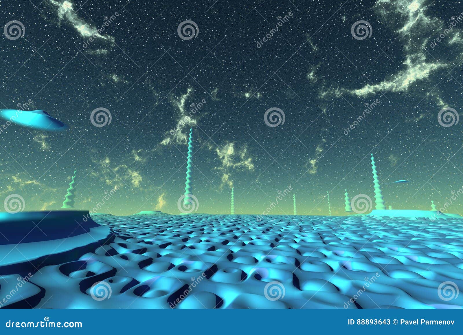 Stranger Planet. Rocks and Desert. 3D Rendering Stock Illustration ...