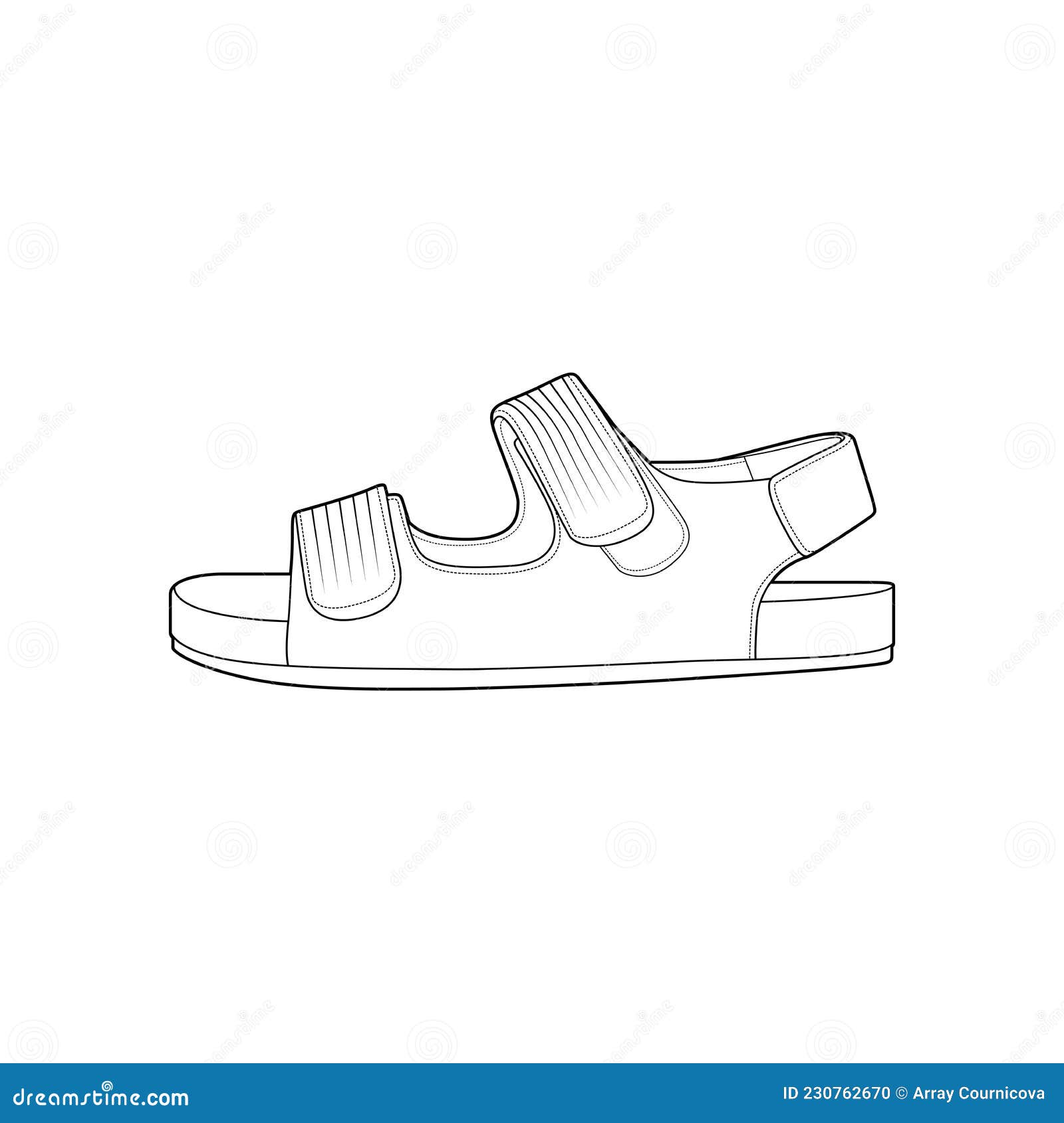 Strap Sandal Outline Drawing Vector, Strap Sandal in a Sketch Style ...