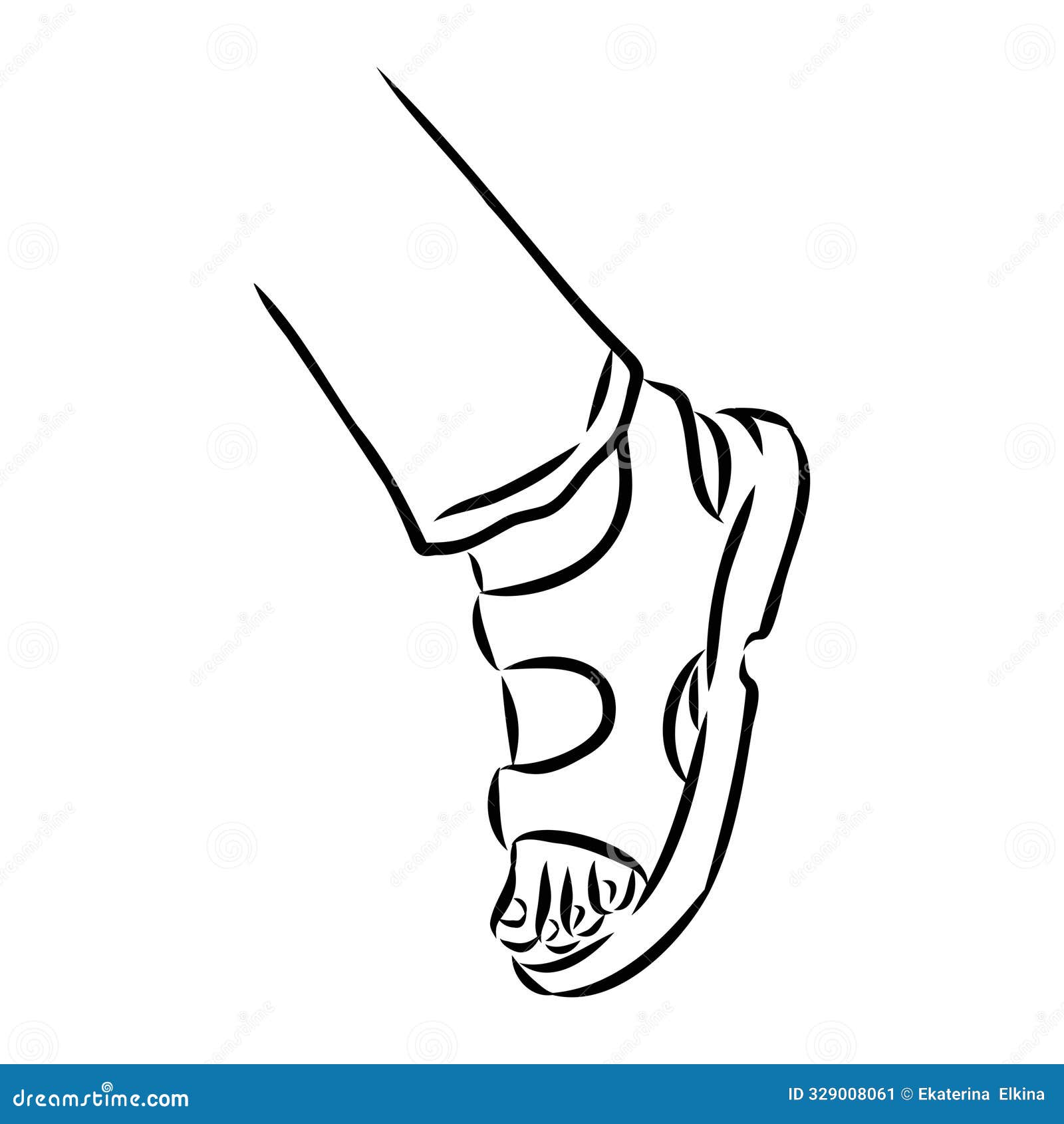 Strap Sandal Outline Drawing Vector, Strap Sandal in a Sketch Style ...