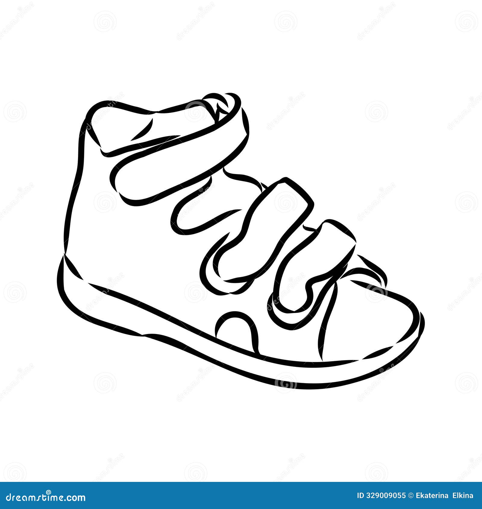 Strap Sandal Outline Drawing Vector, Strap Sandal In A Sketch Style ...
