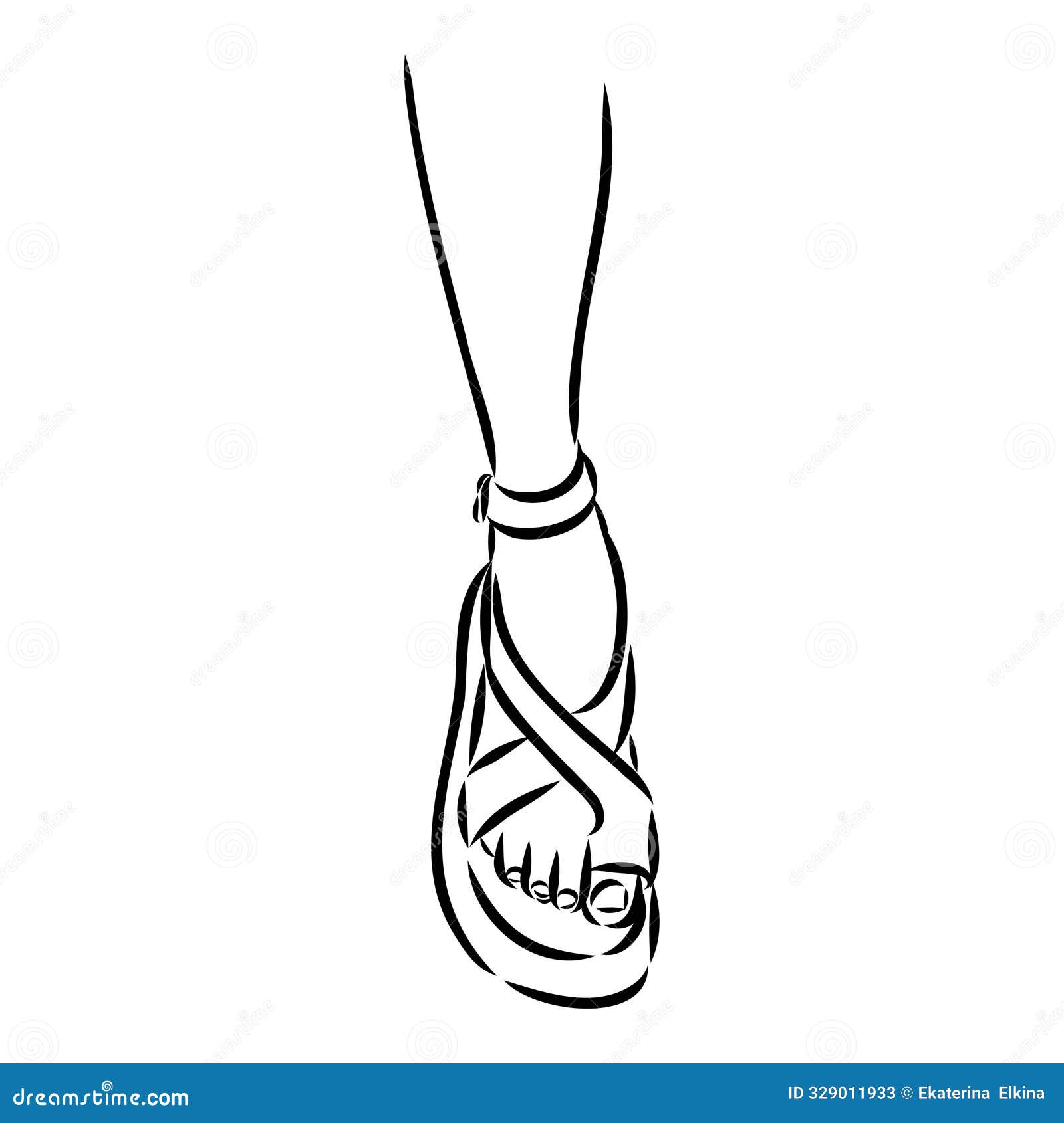 Strap Sandal Outline Drawing Vector, Strap Sandal In A Sketch Style ...