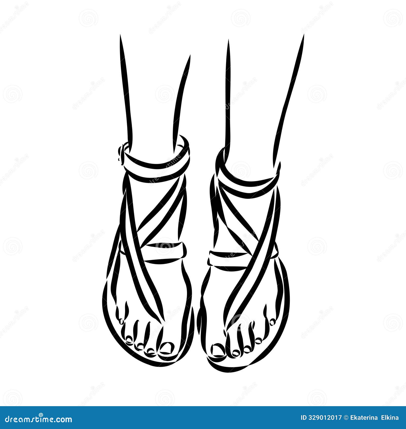 Strap Sandal Outline Drawing Vector, Strap Sandal In A Sketch Style ...