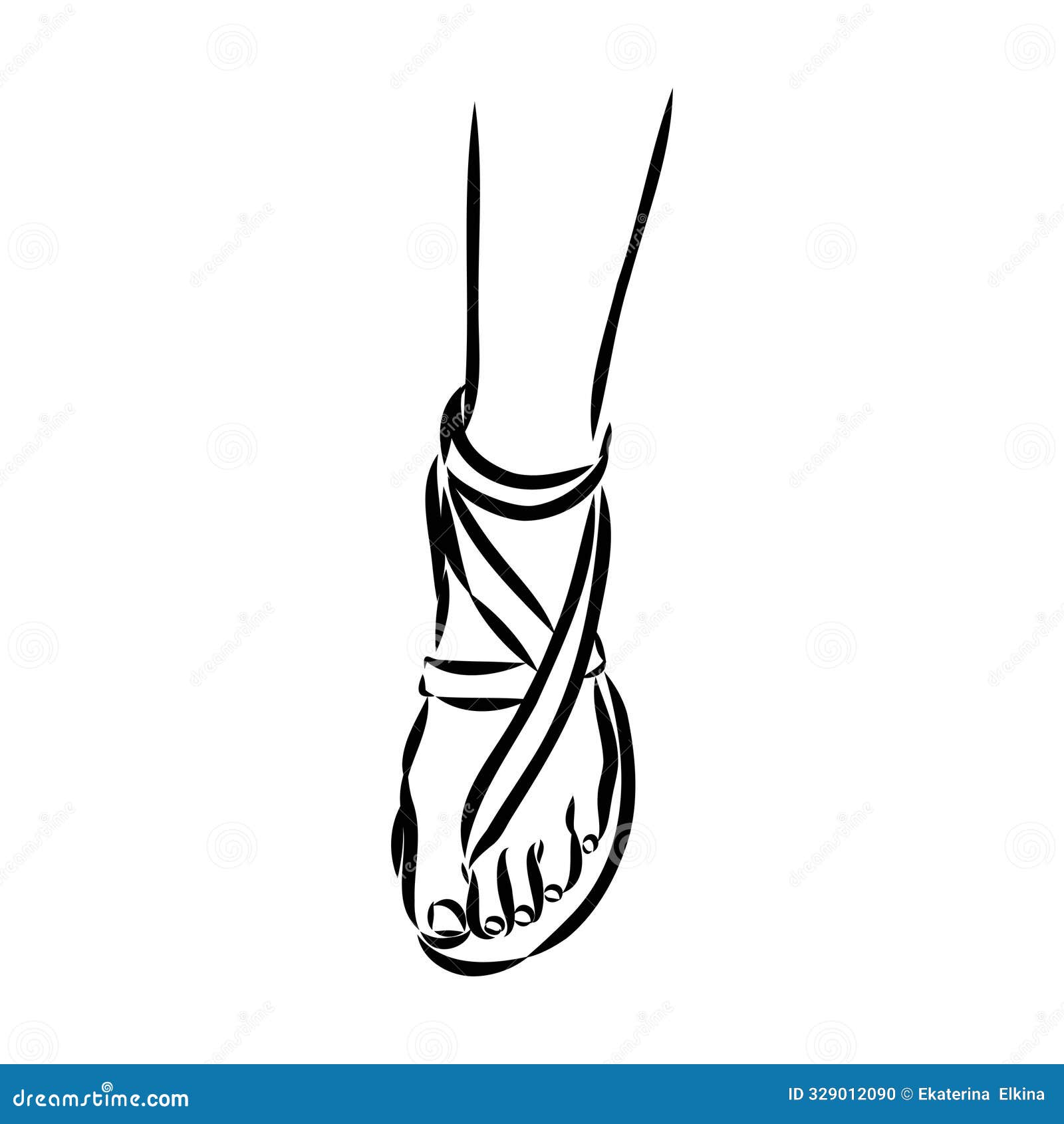 Strap Sandal Outline Drawing Vector, Strap Sandal In A Sketch Style ...