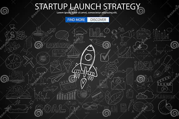 Strartup Launch Strategy Concept with Doodle Design Style Stock Vector ...