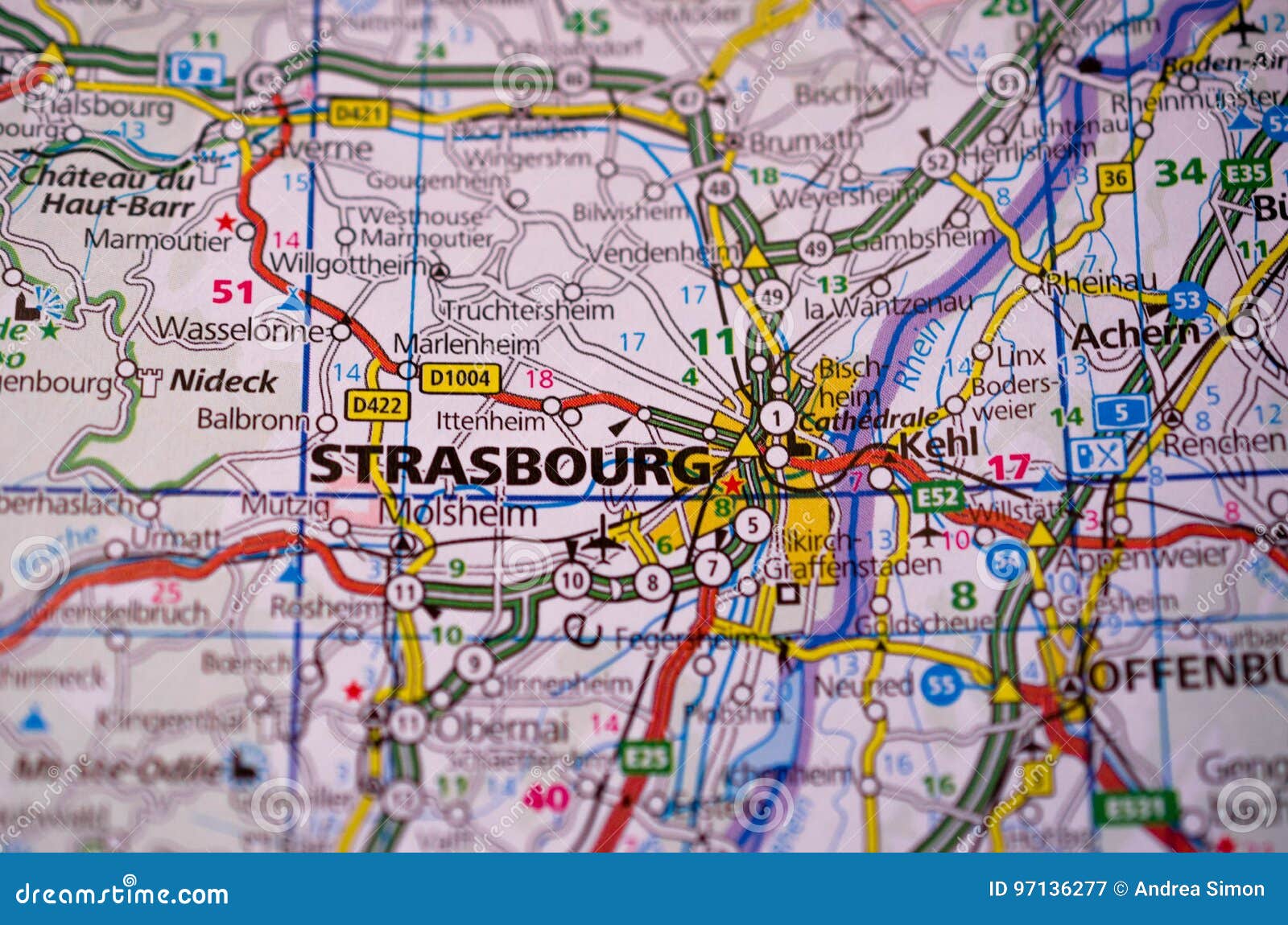 Strasbourg no mapa imagem de stock. Imagem de alemanha - 97136277