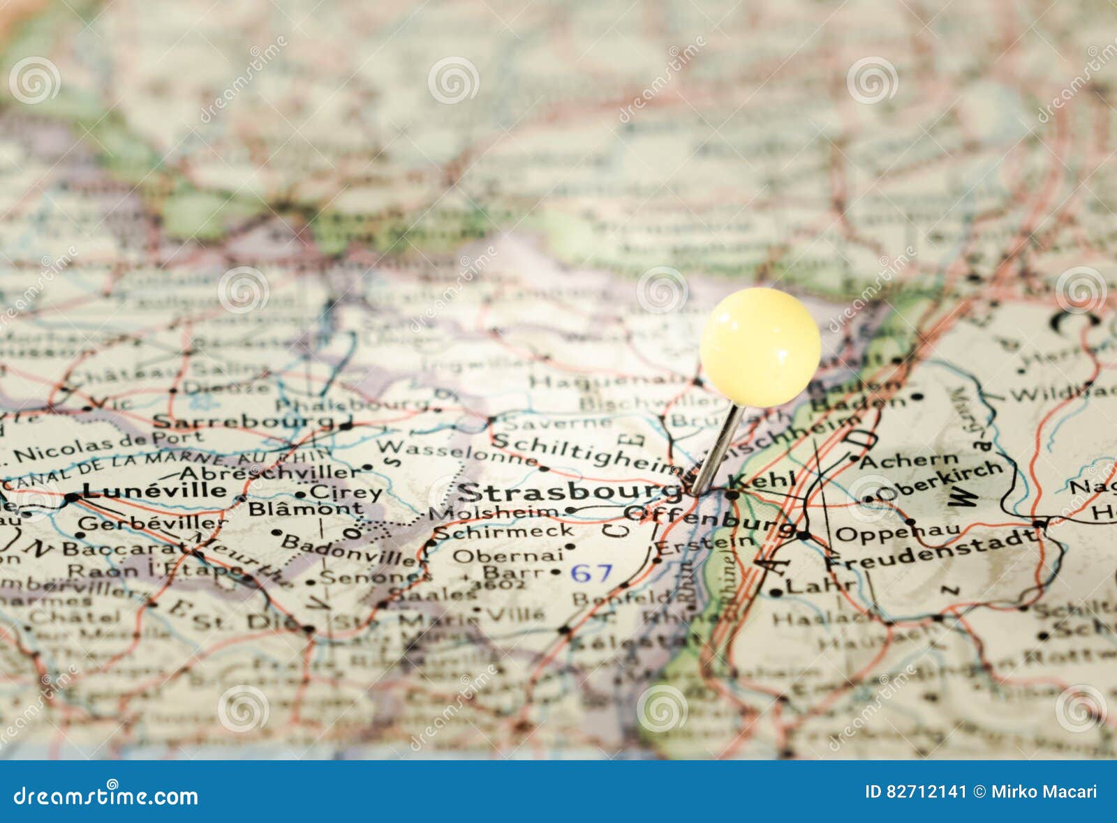 Strasbourg Pinned On The Route Map Royalty-Free Stock Photography ...