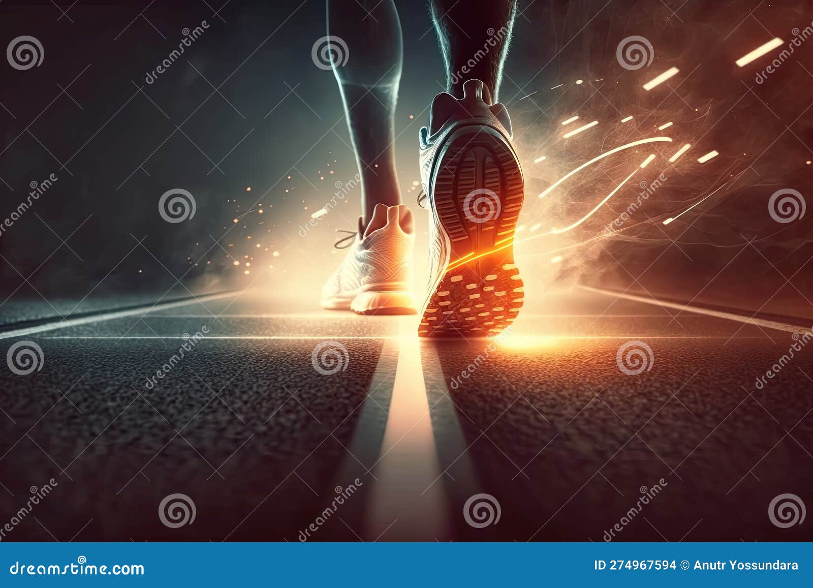 Strat Line Raster Illustration For Sport Race. Bright Orange Neon Text ...